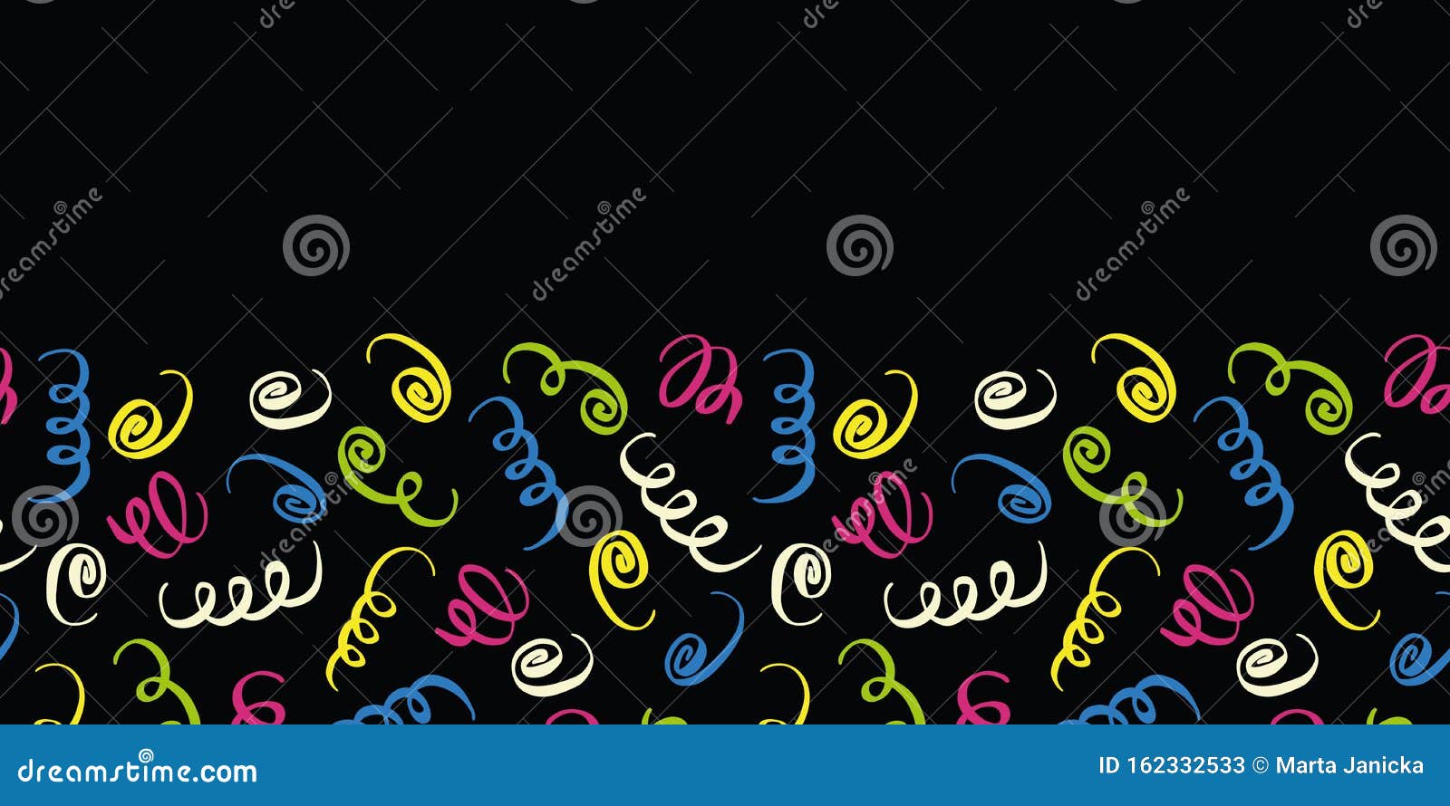 Vector Celebration Seamless Border in Black Stock Vector - Illustration ...
