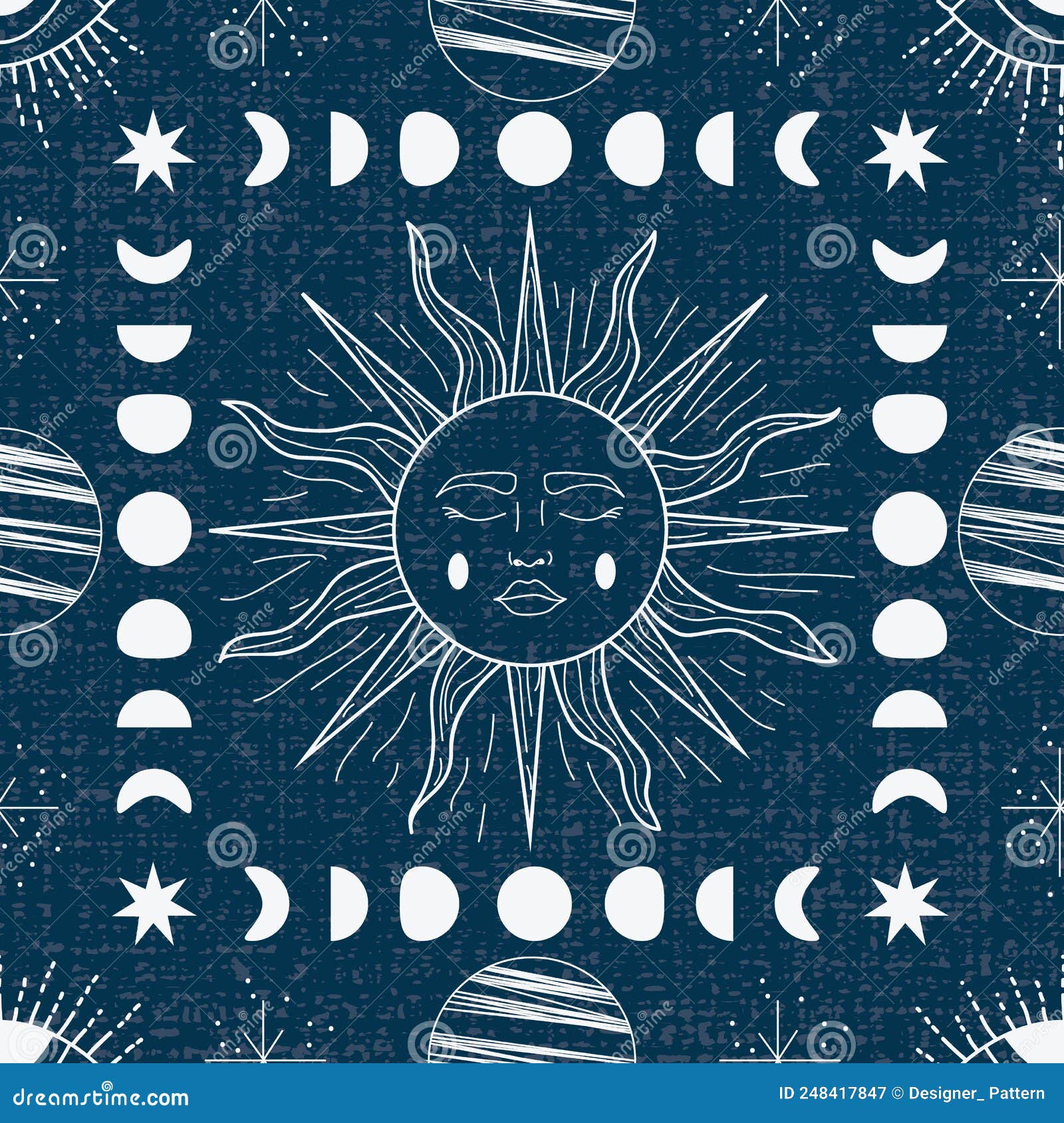 Vector Celestial Magic Seamless Repeat Pattern Design Background Stock ...