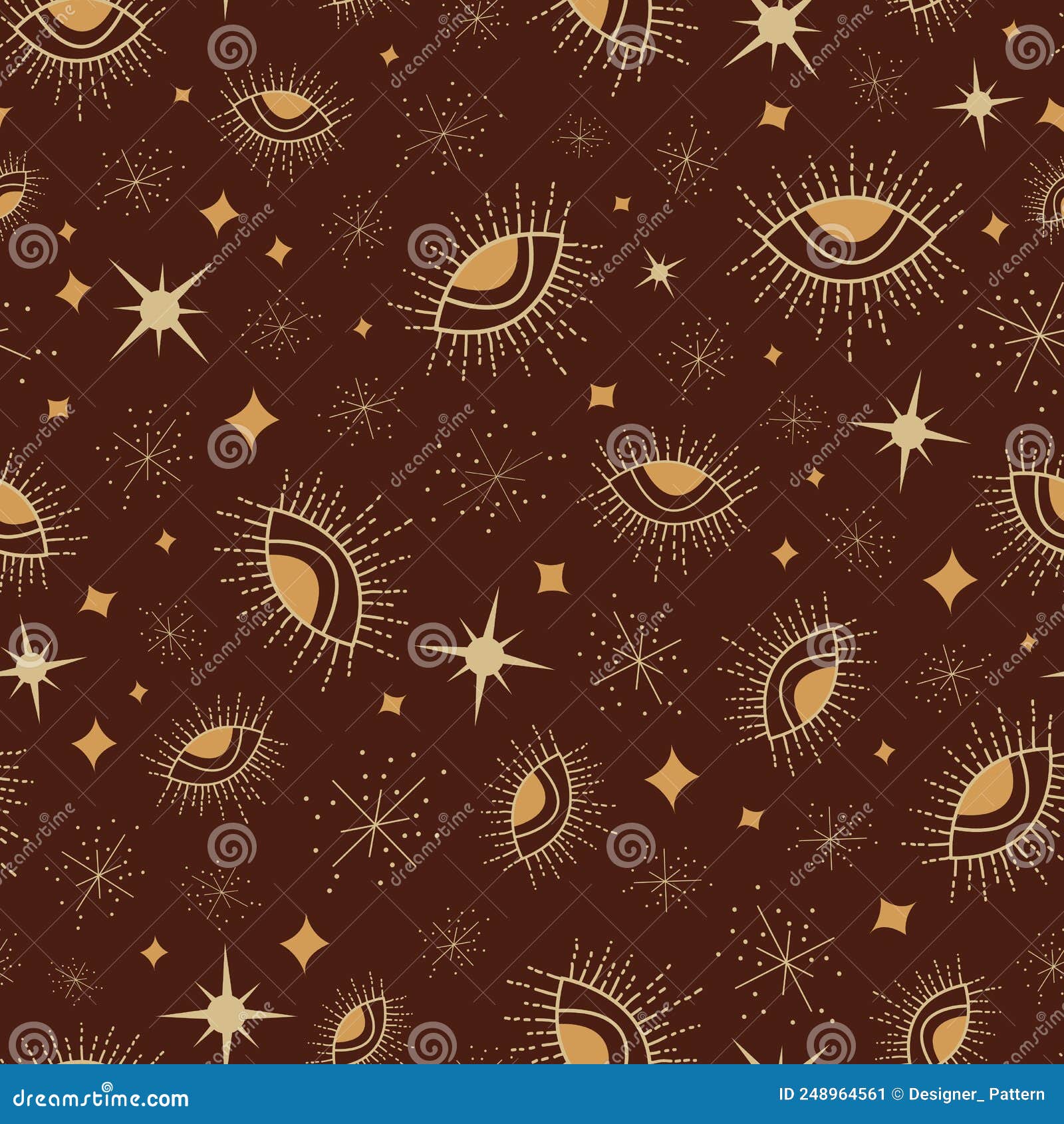Vector Celestial Magic Stars Seamless Repeat Pattern Design Background ...