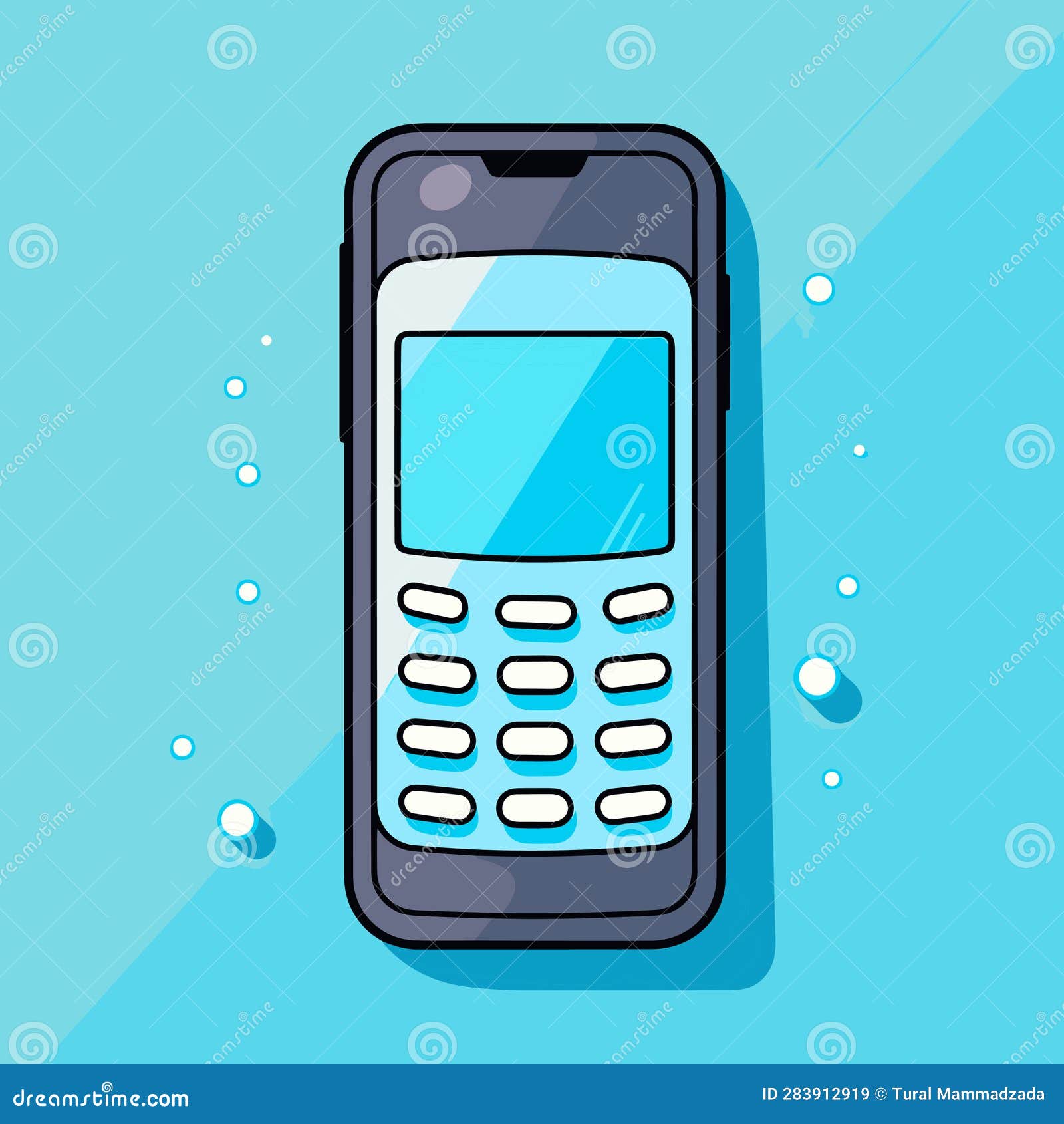 Vector of a Cell Phone on a Vibrant Blue Background Stock Vector ...