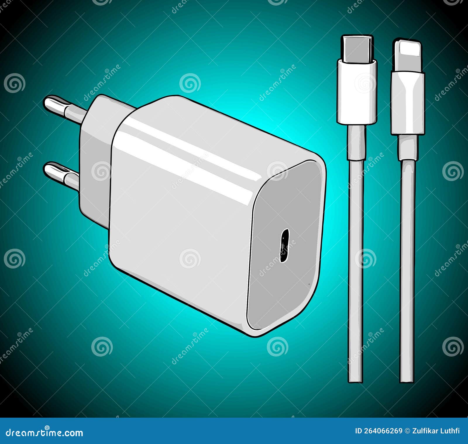 Vector Cellphone Charger and Cable Stock Vector - Illustration of ...