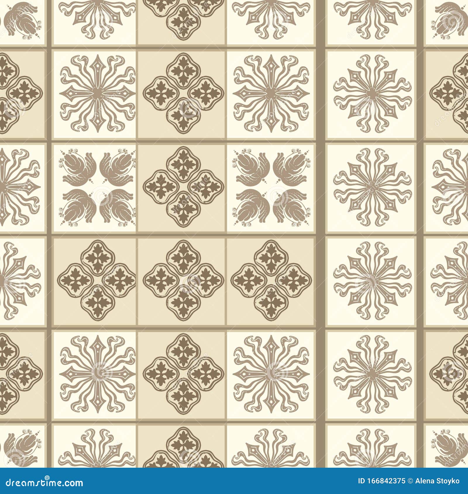 Vector Ceramic Tile Pattern, Abstract Mosaic, Seamless Ornament Stock ...