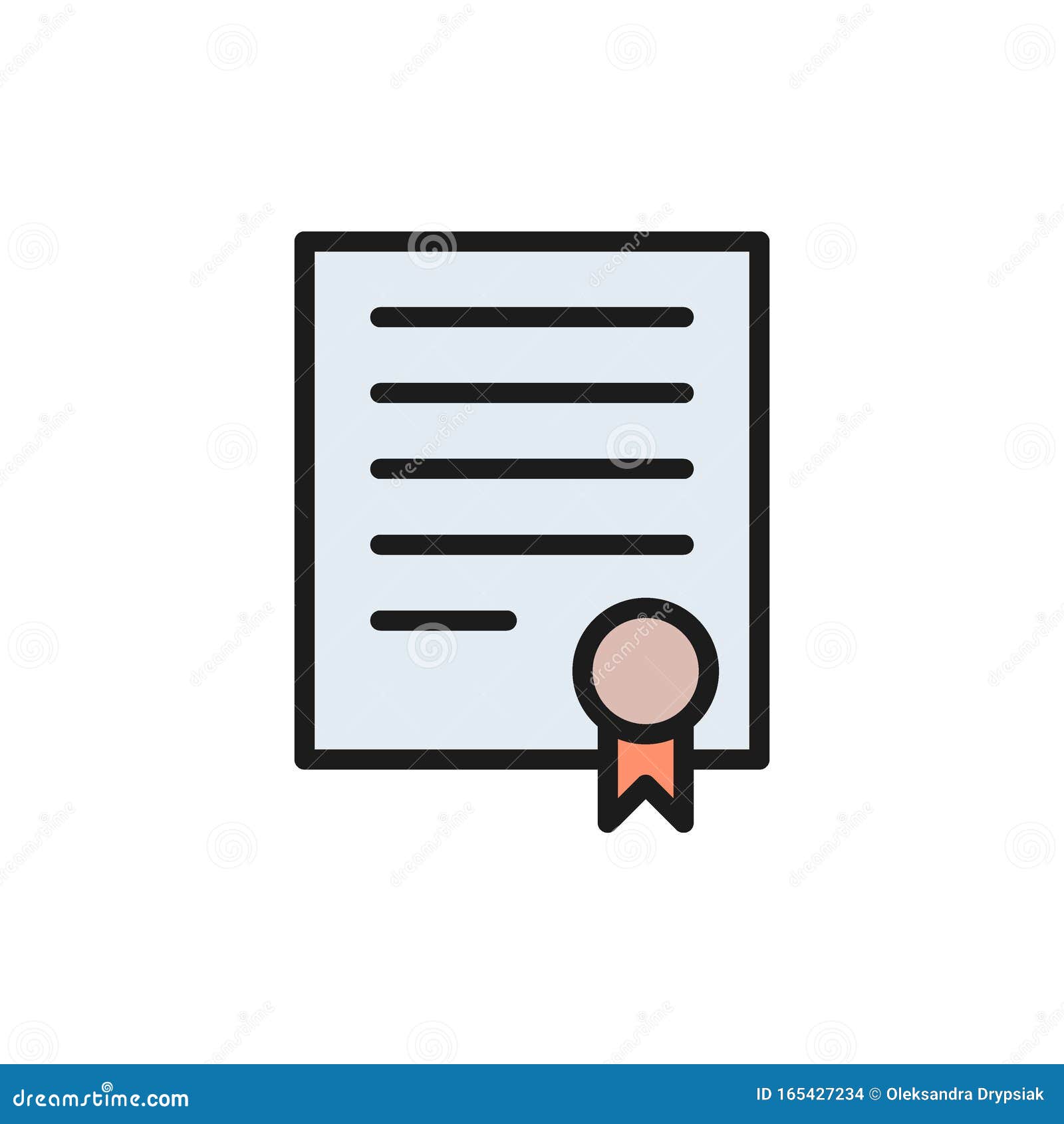 Vector Certificate, Signed Document Flat Color Icon. Stock Vector ...