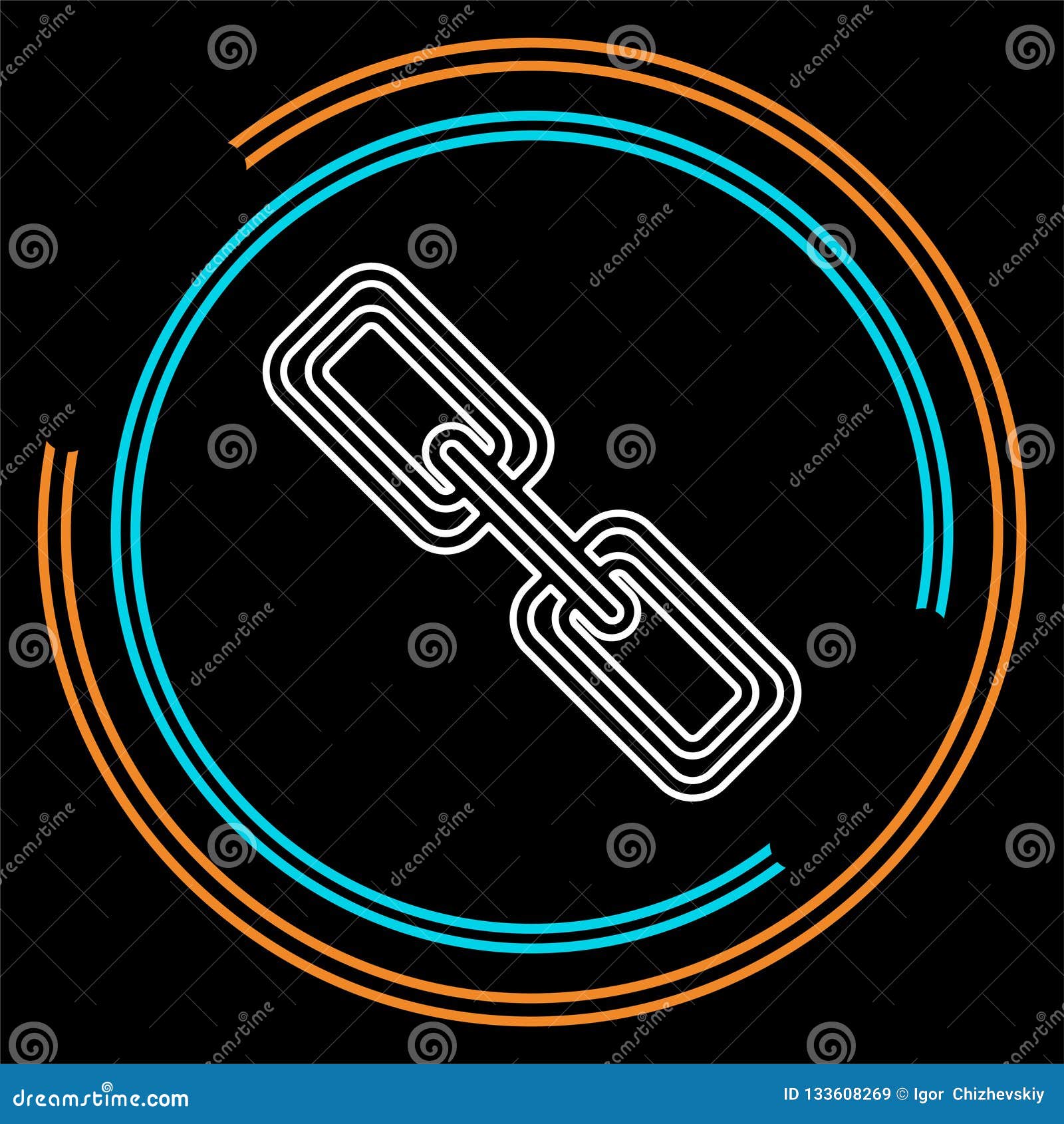 Vector Chain Symbol - Connection Icon, Internet Security Object Stock ...