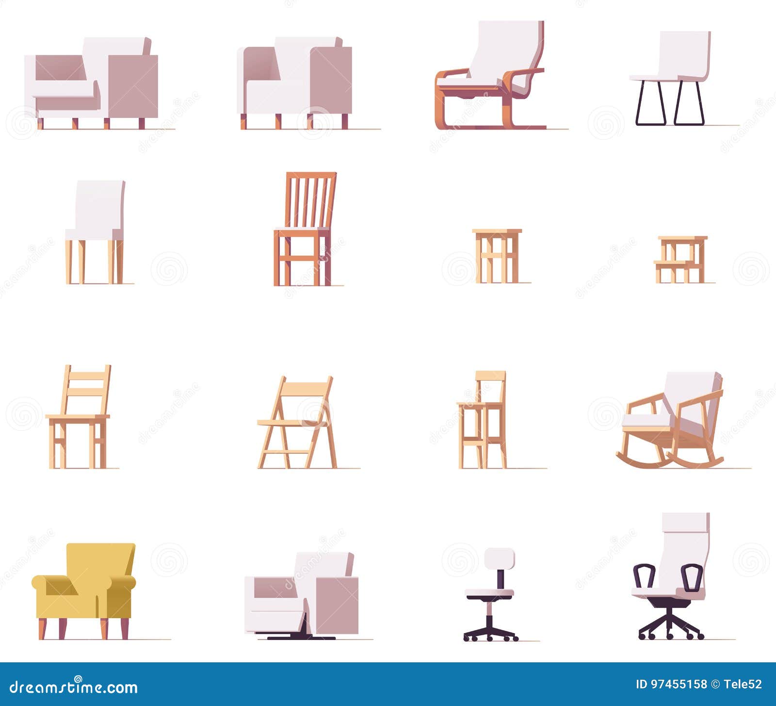 Vector chairs set stock vector. Illustration of house - 97455158