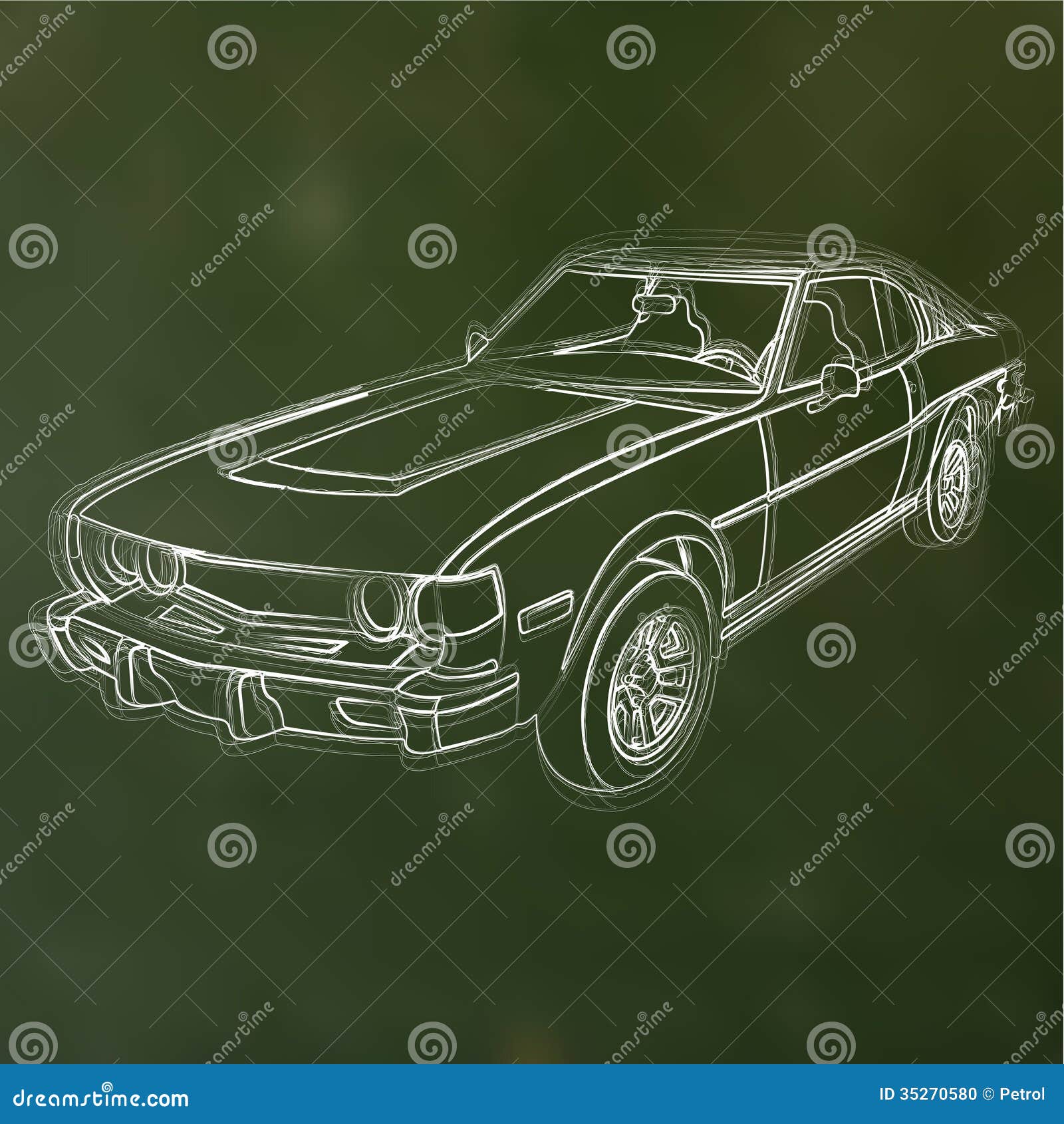Vector chalk sketched car stock vector. Illustration of line - 35270580
