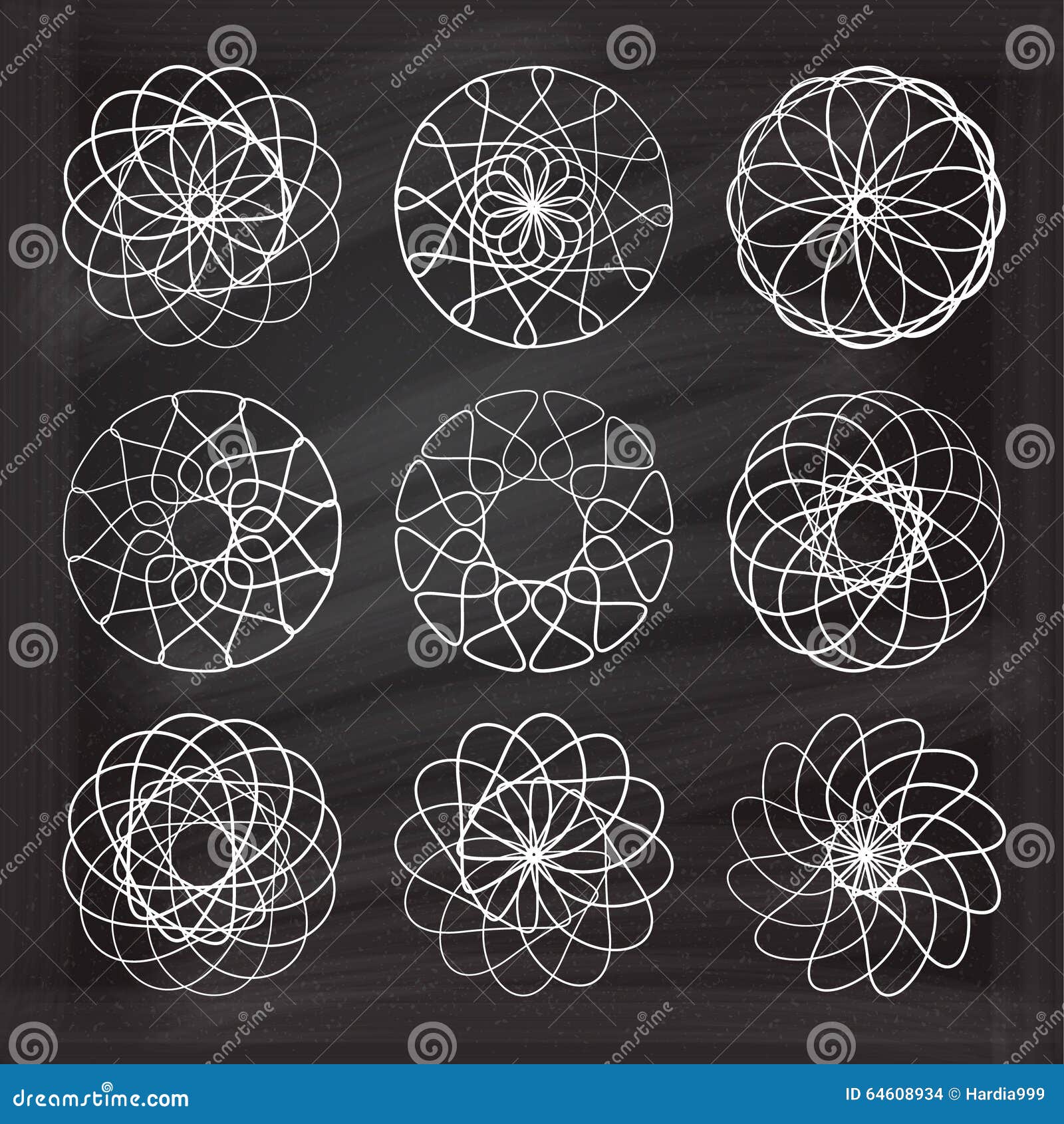 Spirograph Elements And Symbols Cartoon Vector | CartoonDealer.com #9238837