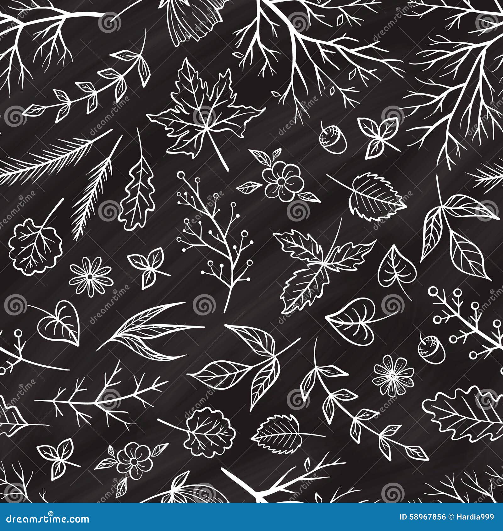 Vector Chalk Style Floral Seamless Pattern. Stock Vector - Illustration ...