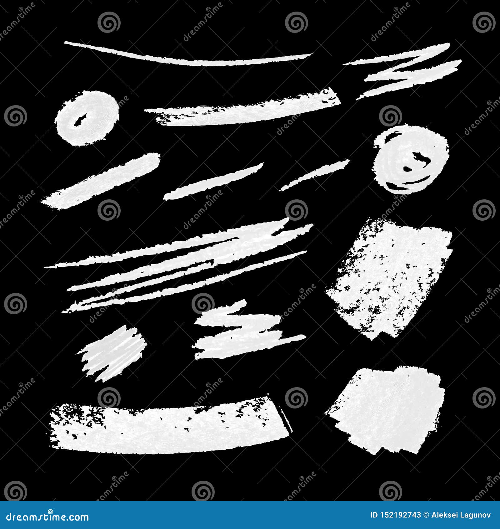 Vector Chalk Texture Brush Strokes Set Isolated, Design Elements ...