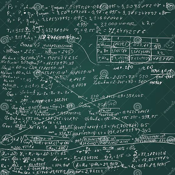 Vector Chalkboard with Handwritten Draft Calculations. Stock Vector ...