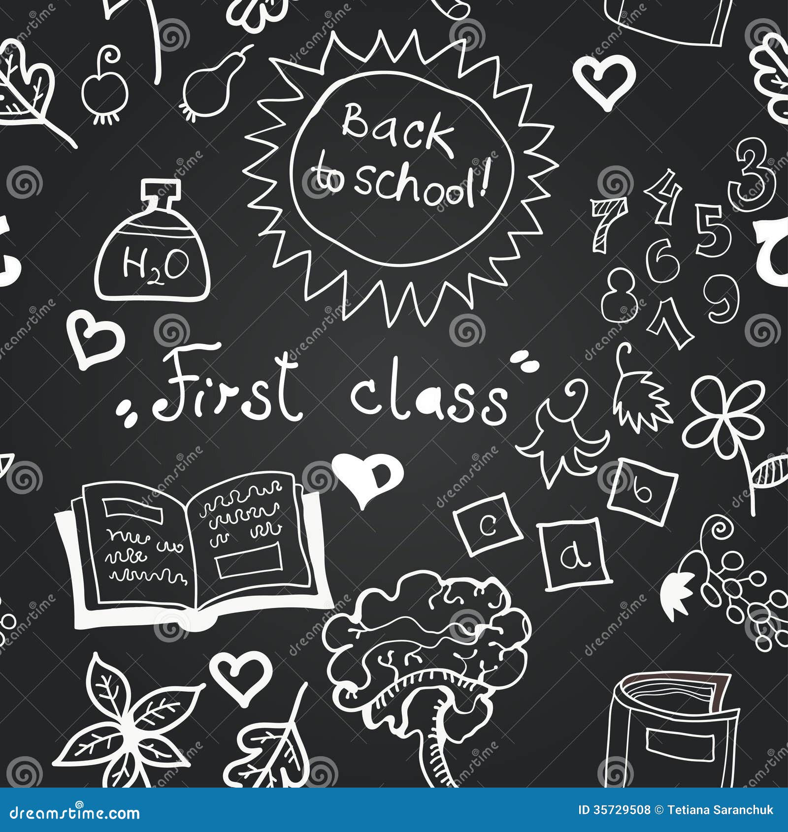Vector Chalkboard School Seamless Pattern Stock Vector - Illustration ...