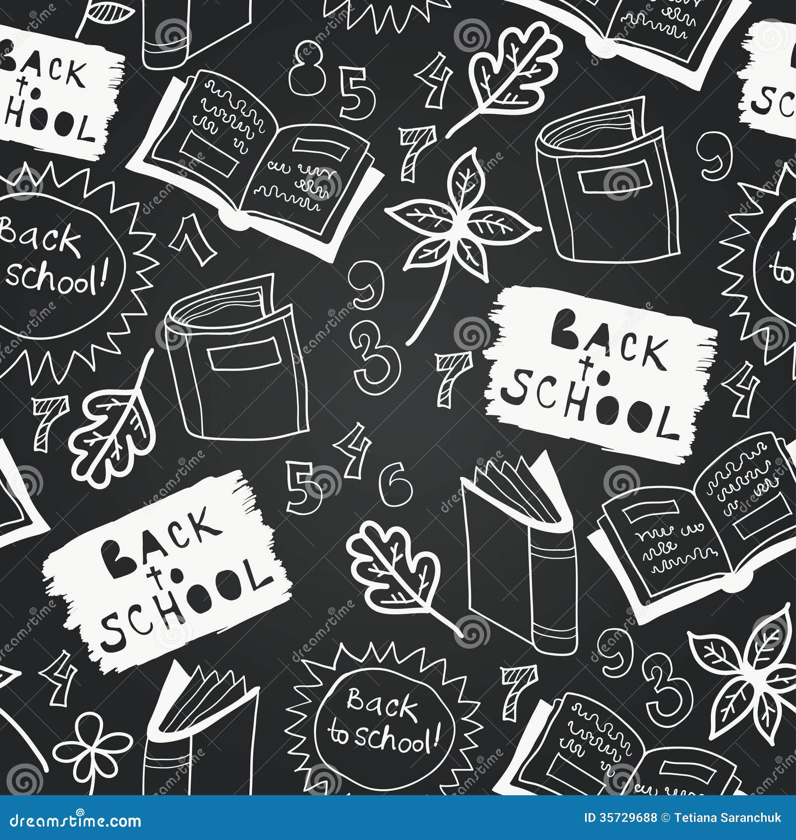 Vector Chalkboard School Seamless Pattern Stock Illustration ...
