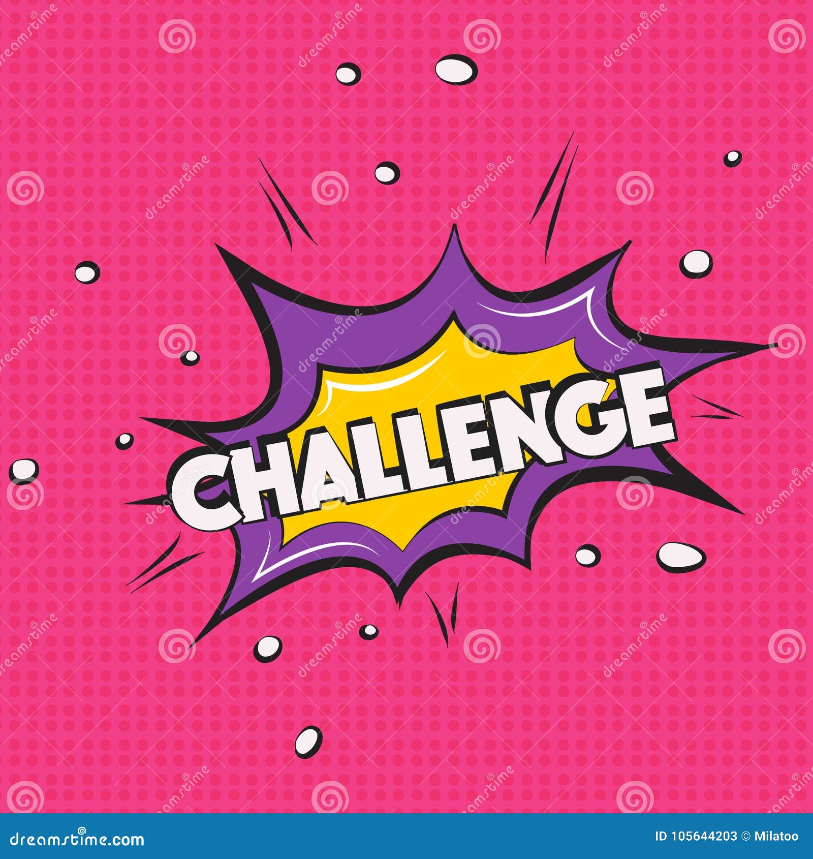 Vector Challenge Sign. Pop Art Comic Speech Bubble with Expression Text ...