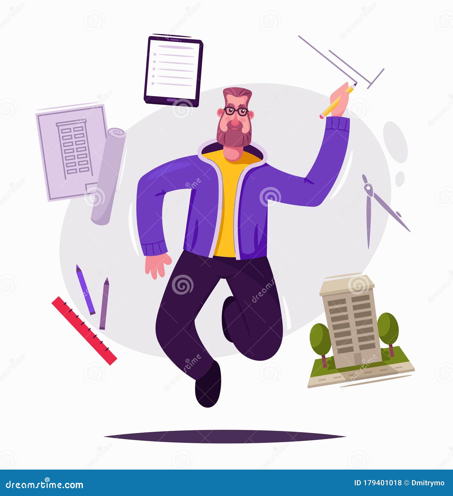 Vector Character Architect Engineer with Tools Stock Vector ...