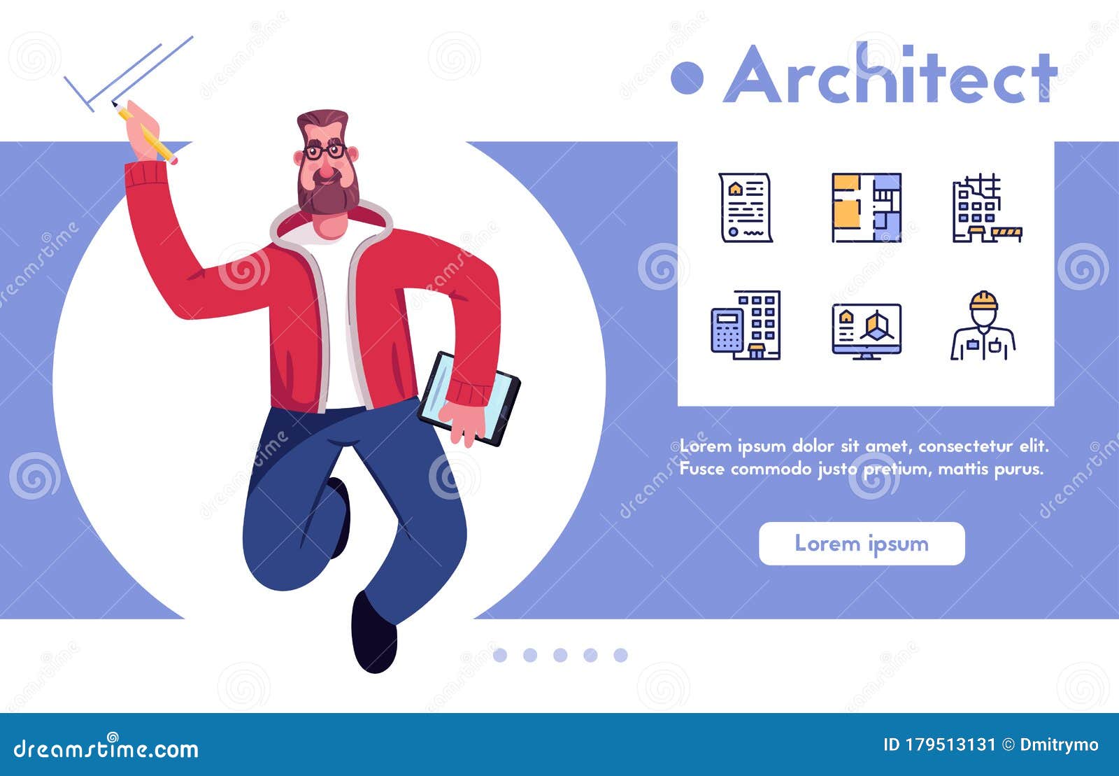 Vector Character Architect Engineer with Tools Stock Vector ...