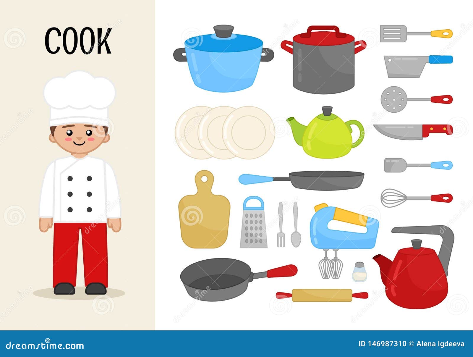 Vector character cook. stock vector. Illustration of culinary - 146987310