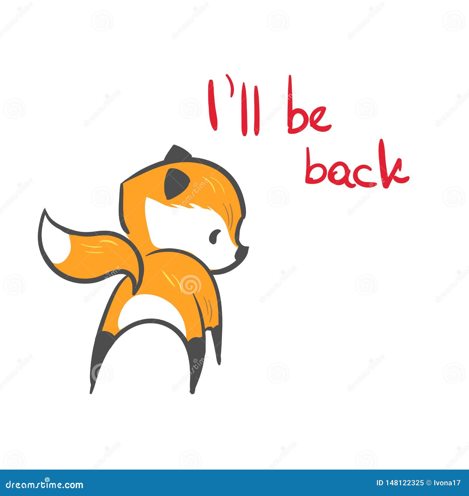 Foxes Back. Cartoons Hand Drawn Ink Sketch Monochrome Cute Animal ...