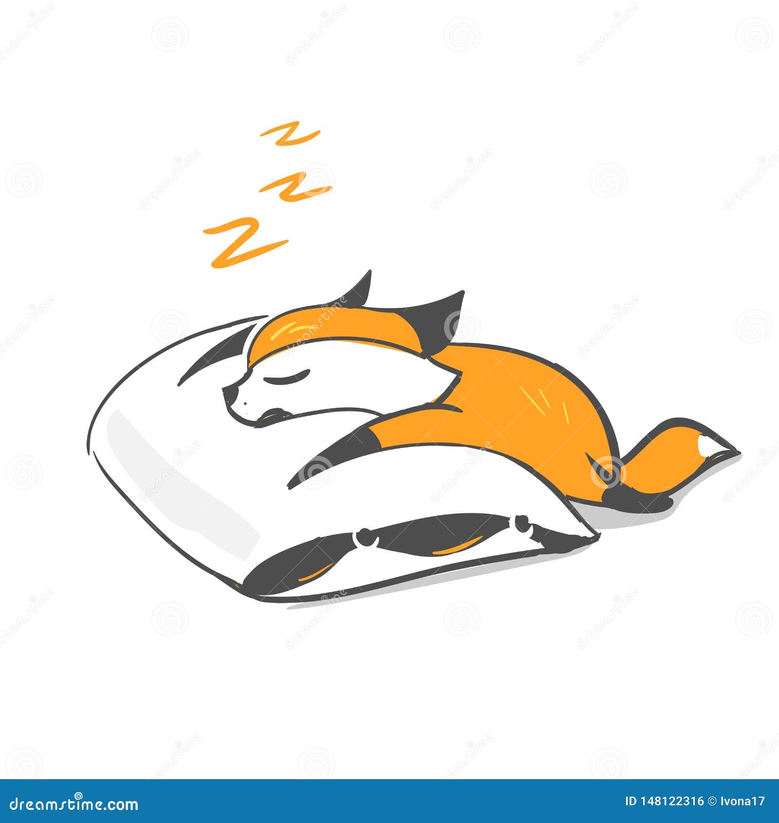 Vector Character Fox Baby Sleep Pillow Isolated Stock Illustration ...