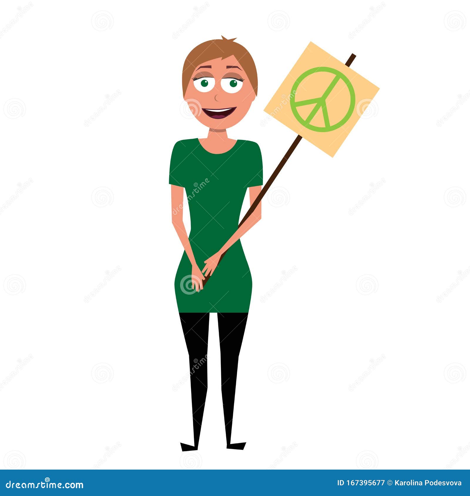 Vector Character of Hippie Activist Stock Vector - Illustration of ...