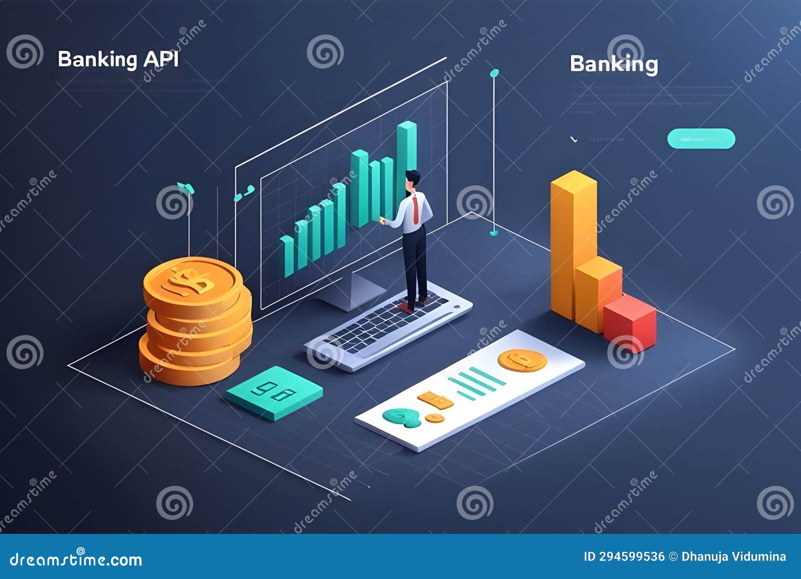 Banking Api Concept 3D Vector Illustration Stock Illustration ...