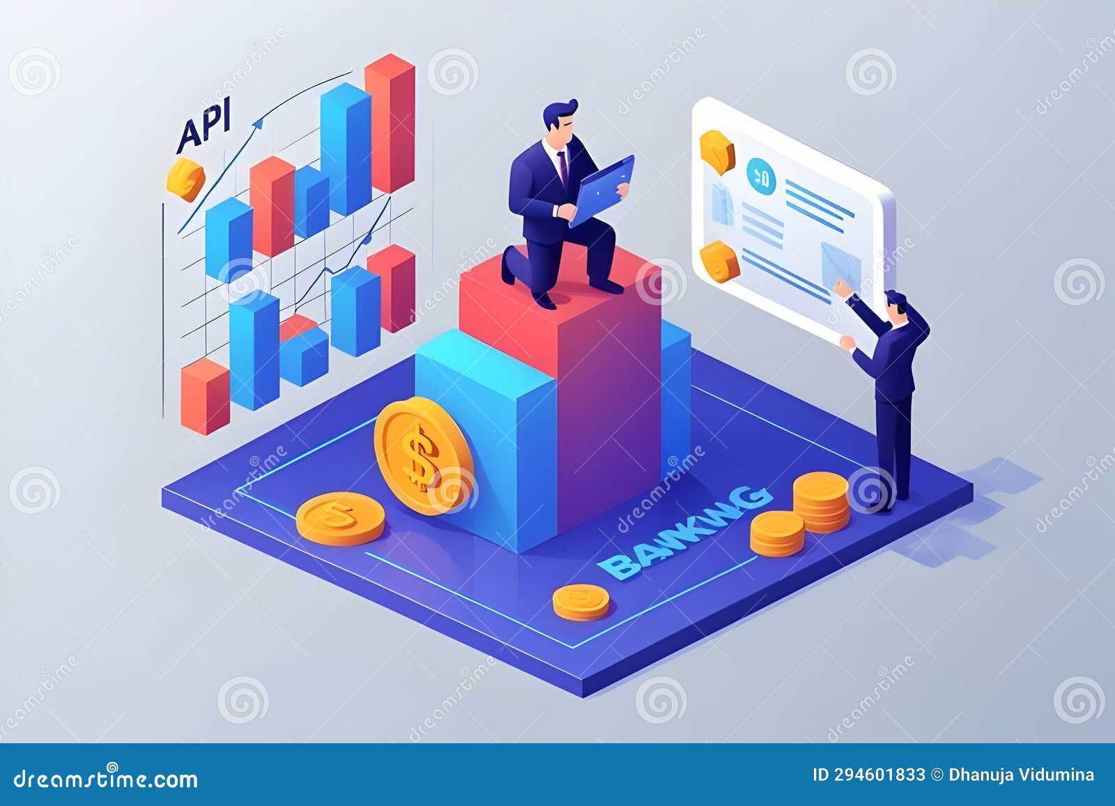 Banking Api Concept Illustration 3D Stock Illustration - Illustration ...