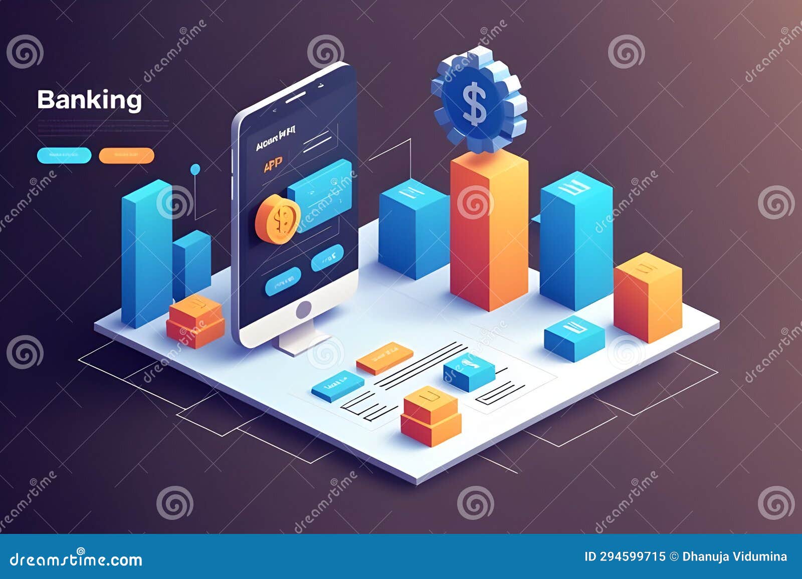 Finance Banking Api Concept 3D Vector Illustration Stock Illustration ...
