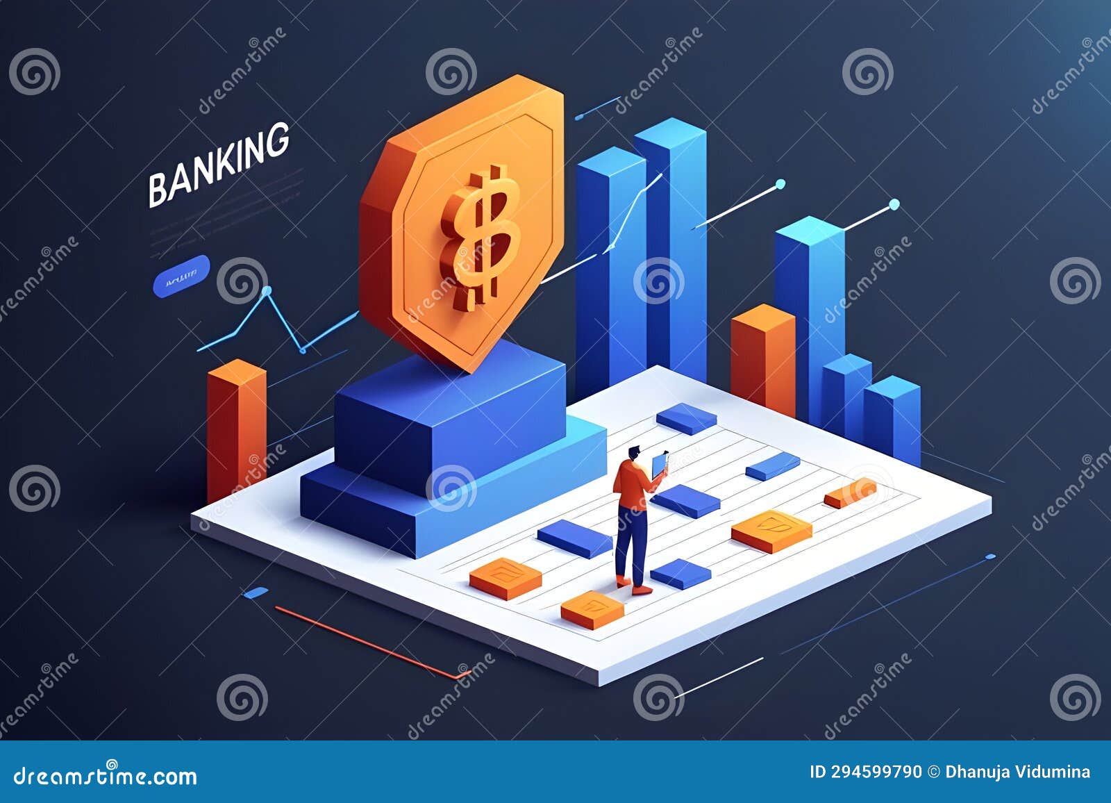 Finance Banking Api Concept 3D Vector Illustration Stock Illustration - Illustration of ...