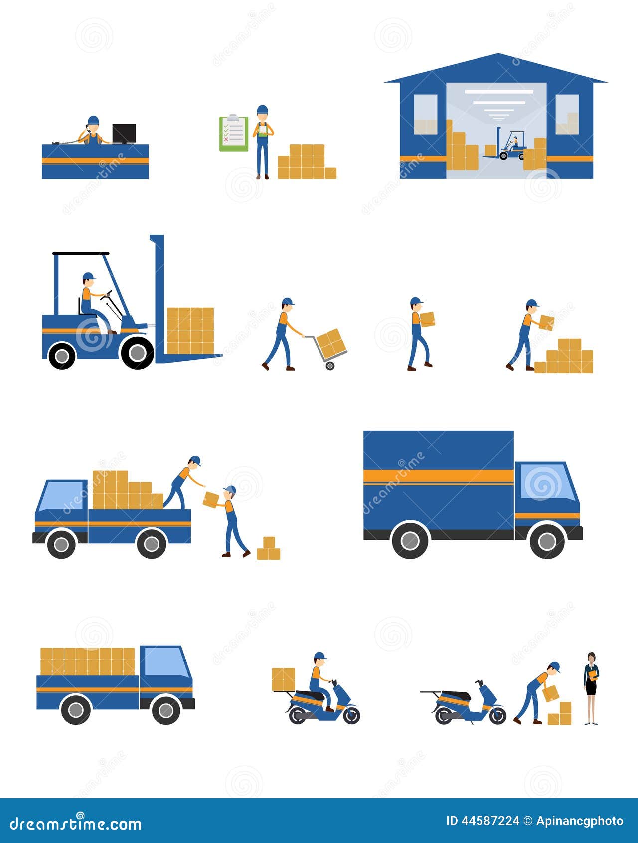 Vector Character Logistic and Shipping Business Teamwork Stock Vector ...