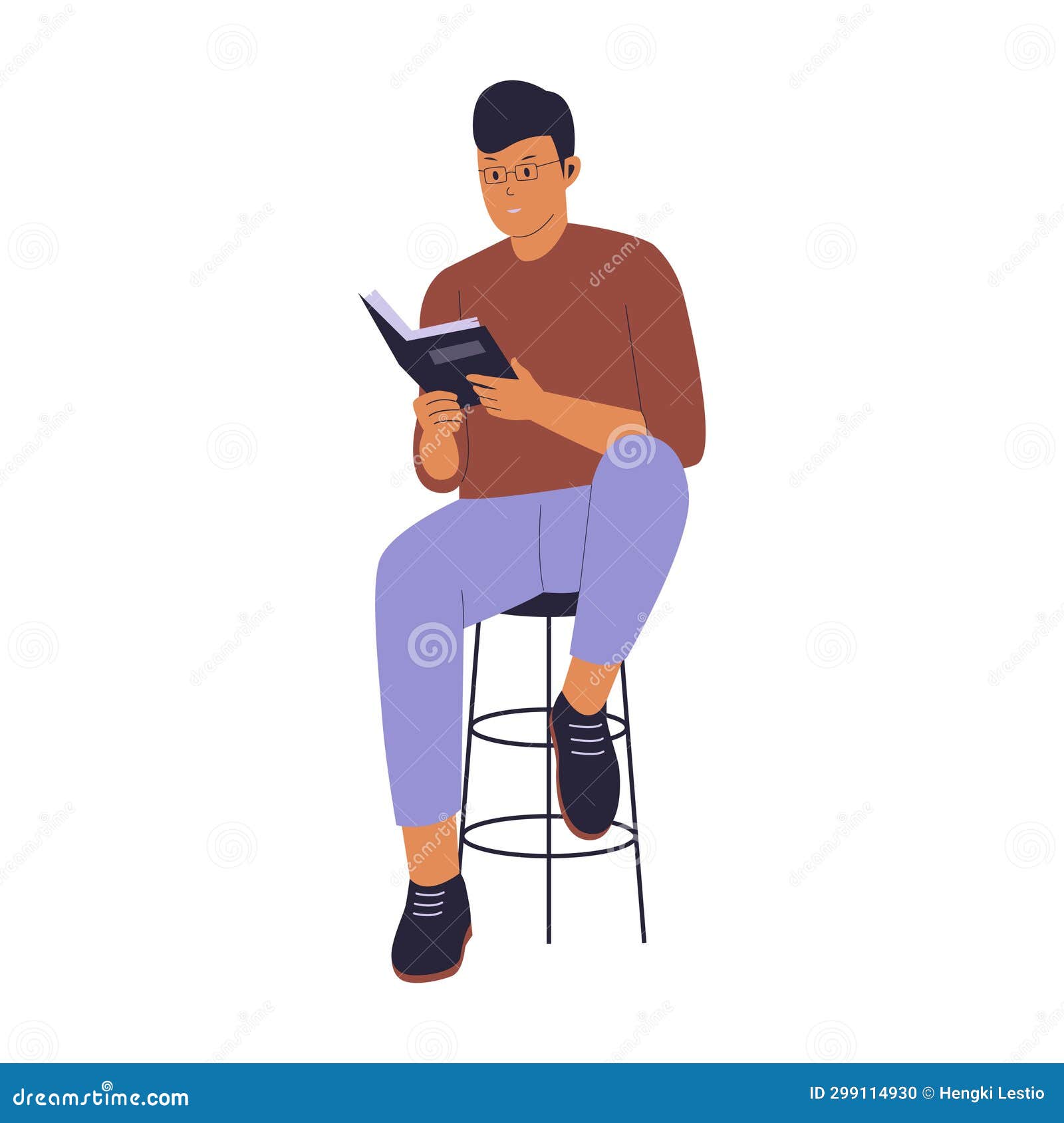 Vector Character of Man Reading a Book on a Chair Stock Vector ...