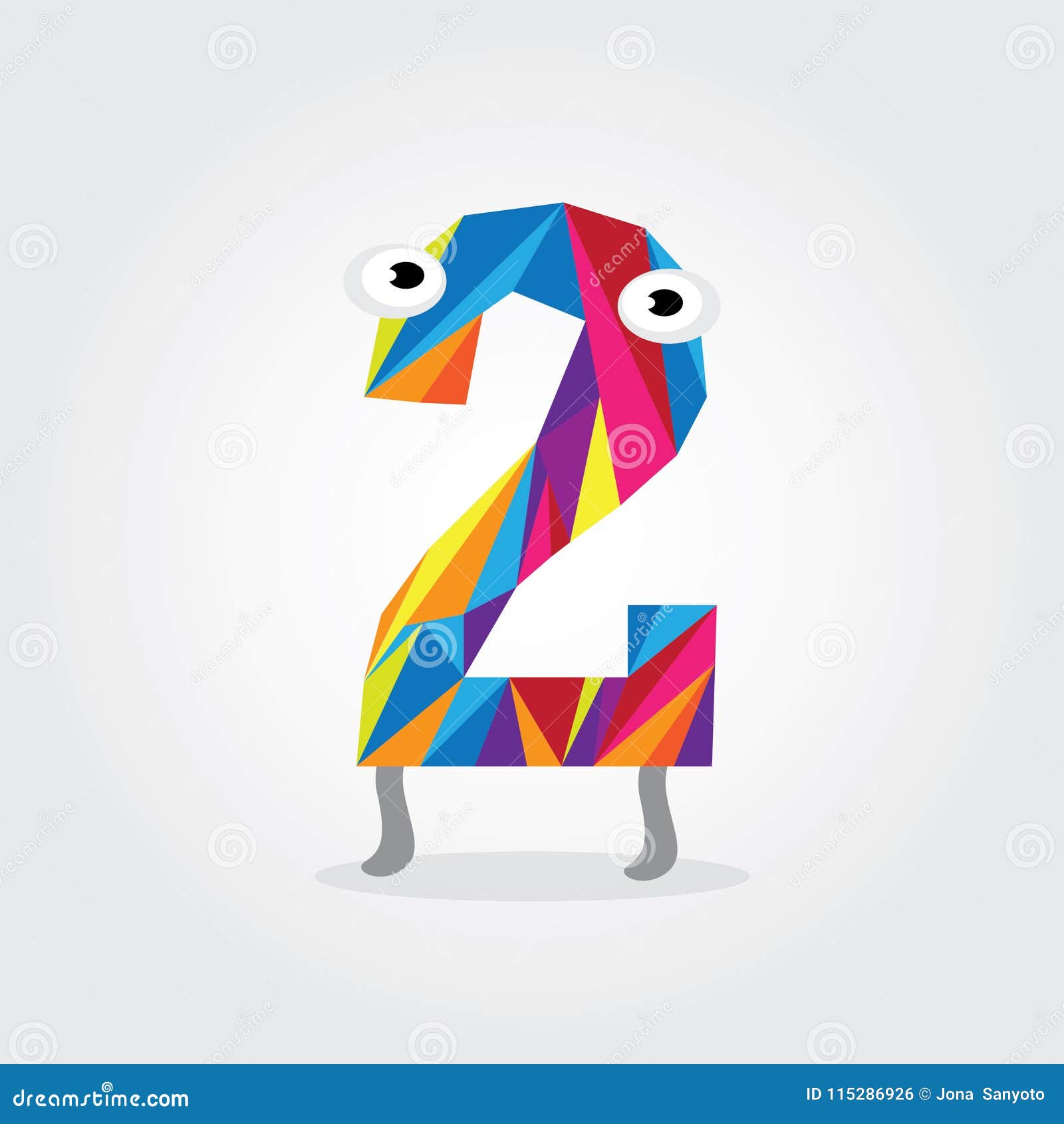 Vector Character Number Two Stock Vector - Illustration of school, eyes ...