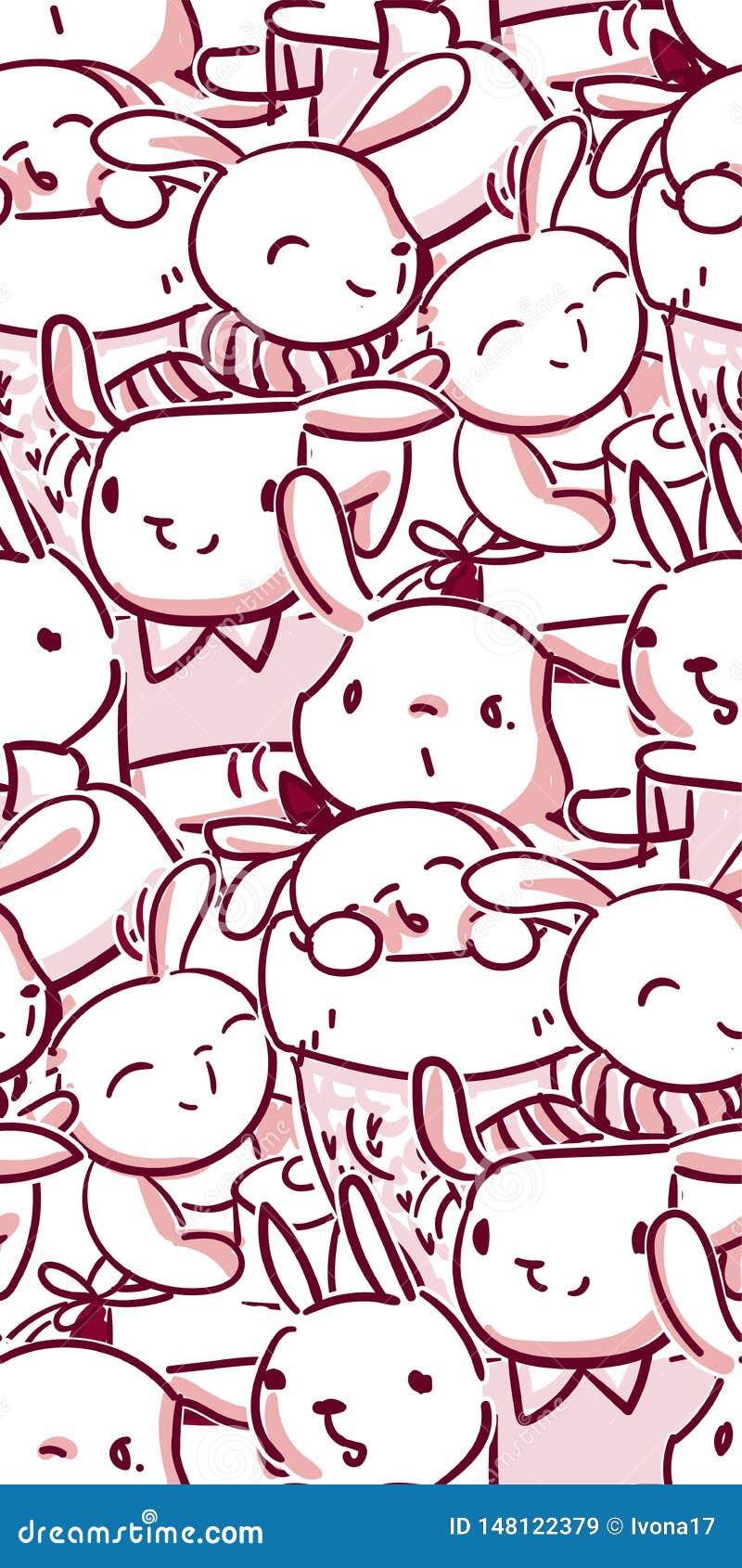 Vector Character Rabbit Baby Seamless Pattern Pink Stock Illustration ...