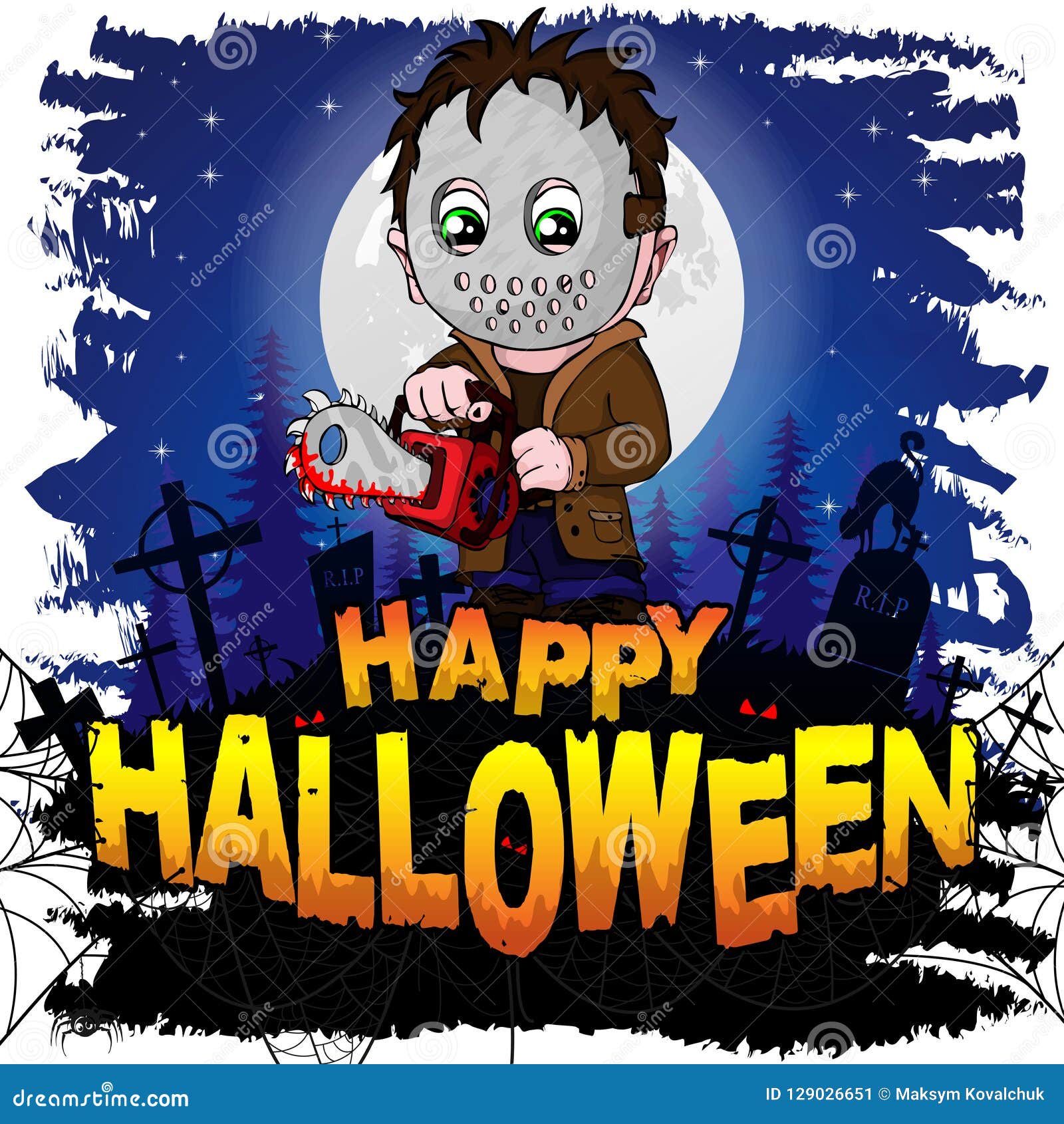 Vector Character Serial Killer with Mask and Saw. Stock Vector ...