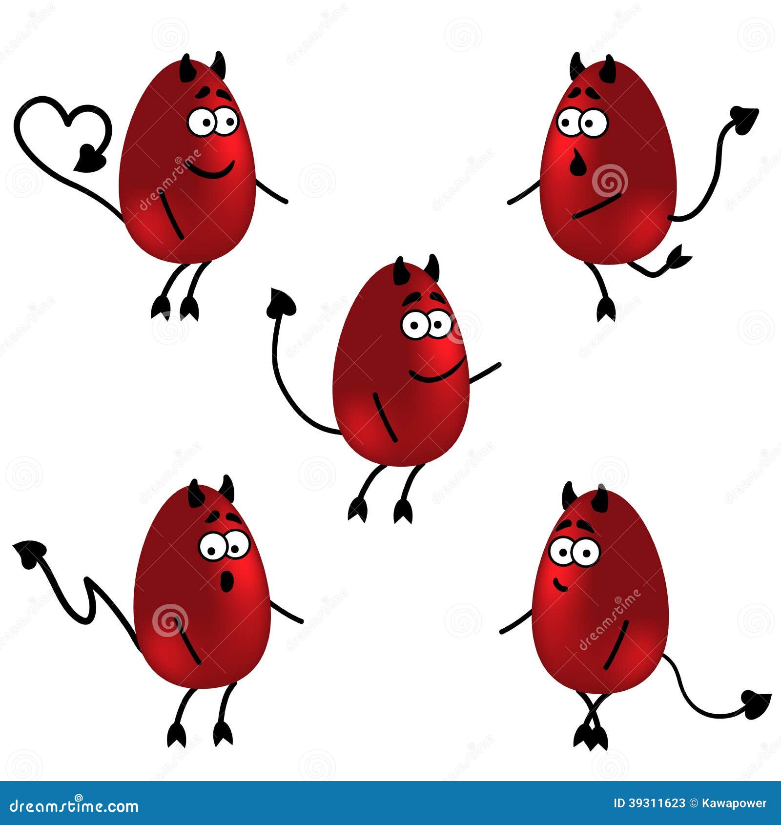 Vector Character Set: Red Devil in Different Poses Stock Vector ...