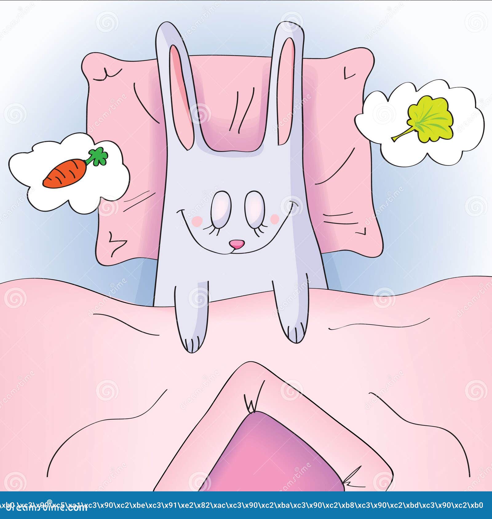 Vector Character. Sleeping Rabbit Under a Blanket Stock Vector ...