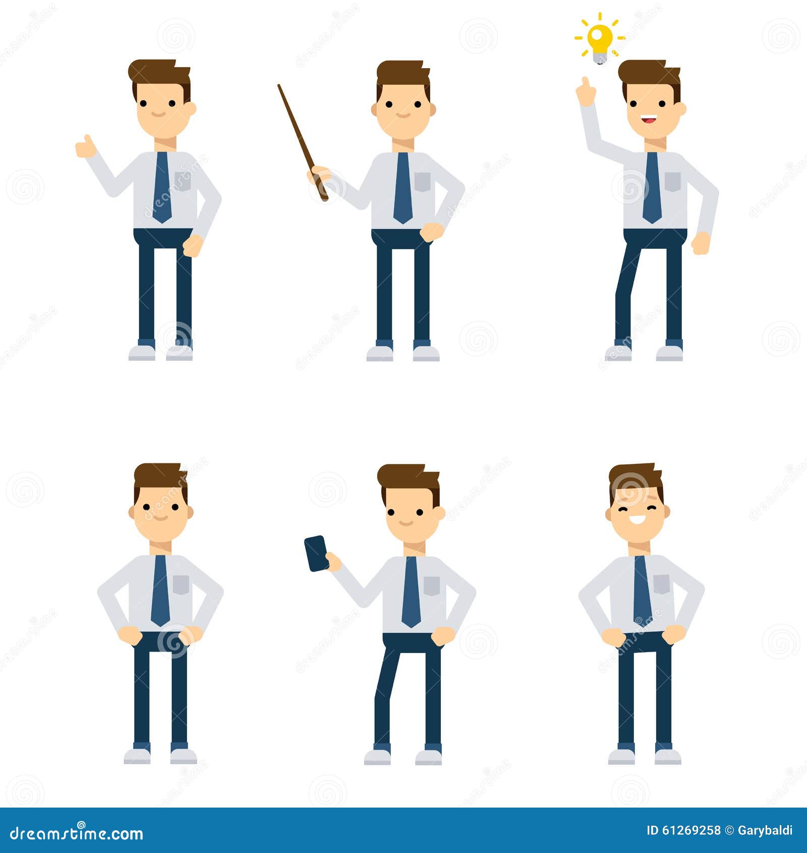 Vector Characters: Office Guy in Different Static Poses. Stock ...