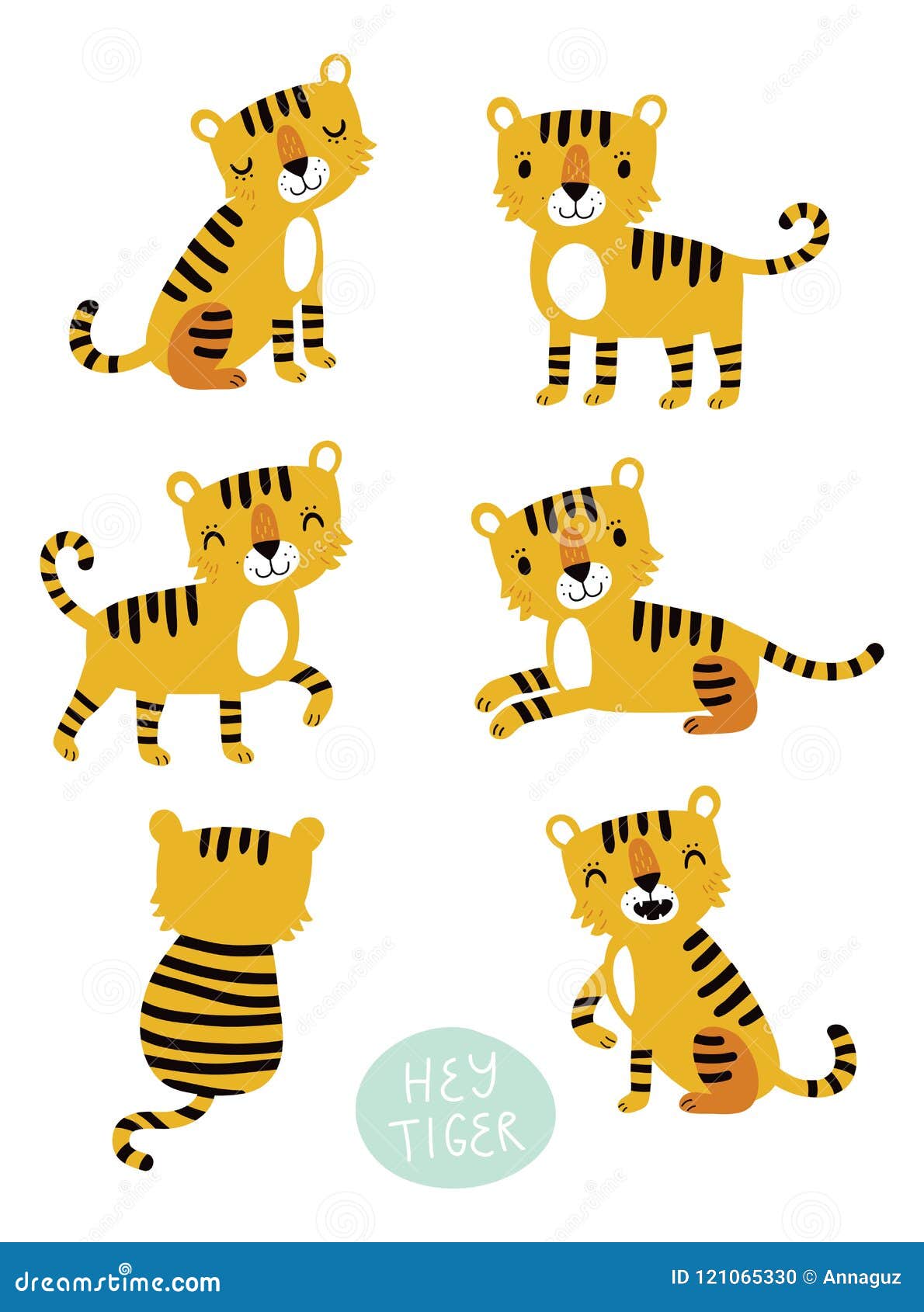 Vector Characters. Set. Cute Tiger | CartoonDealer.com #121065330