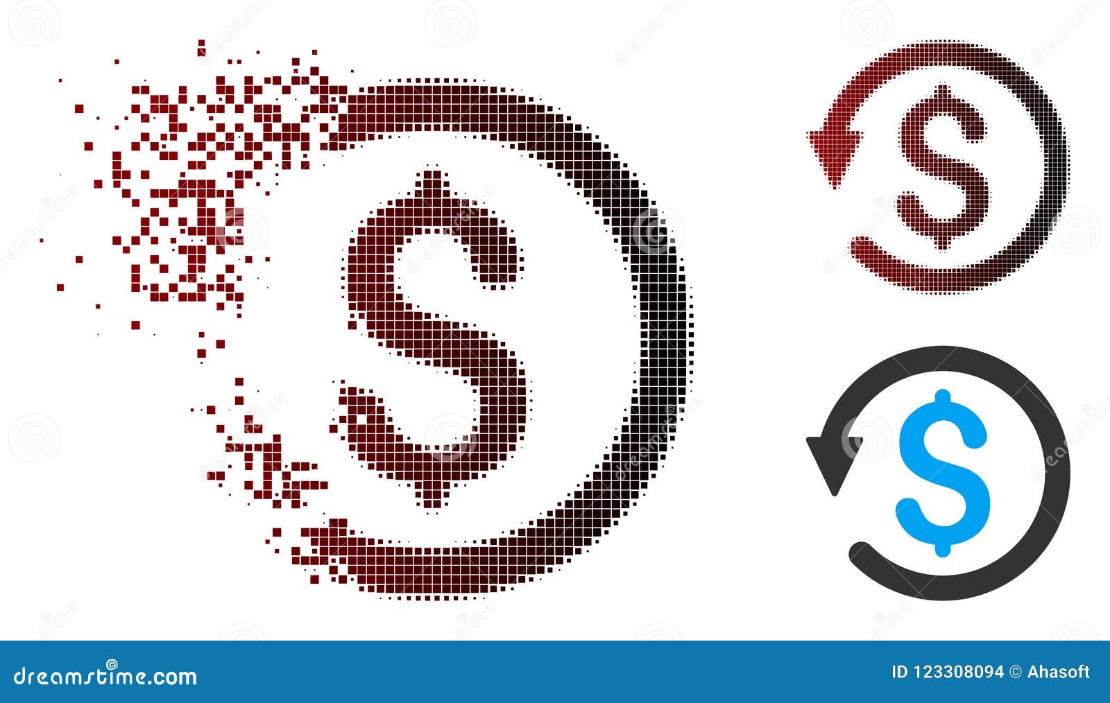 Destructed Pixel Halftone Chargeback Icon Stock Vector - Illustration ...