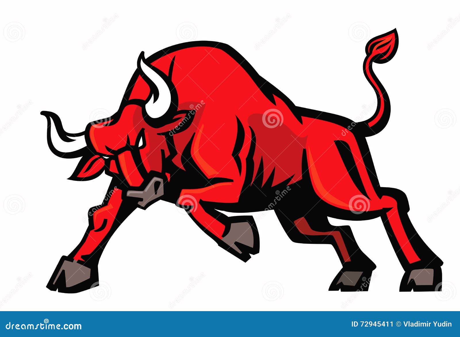 Vector charging bull stock vector. Illustration of attack - 72945411