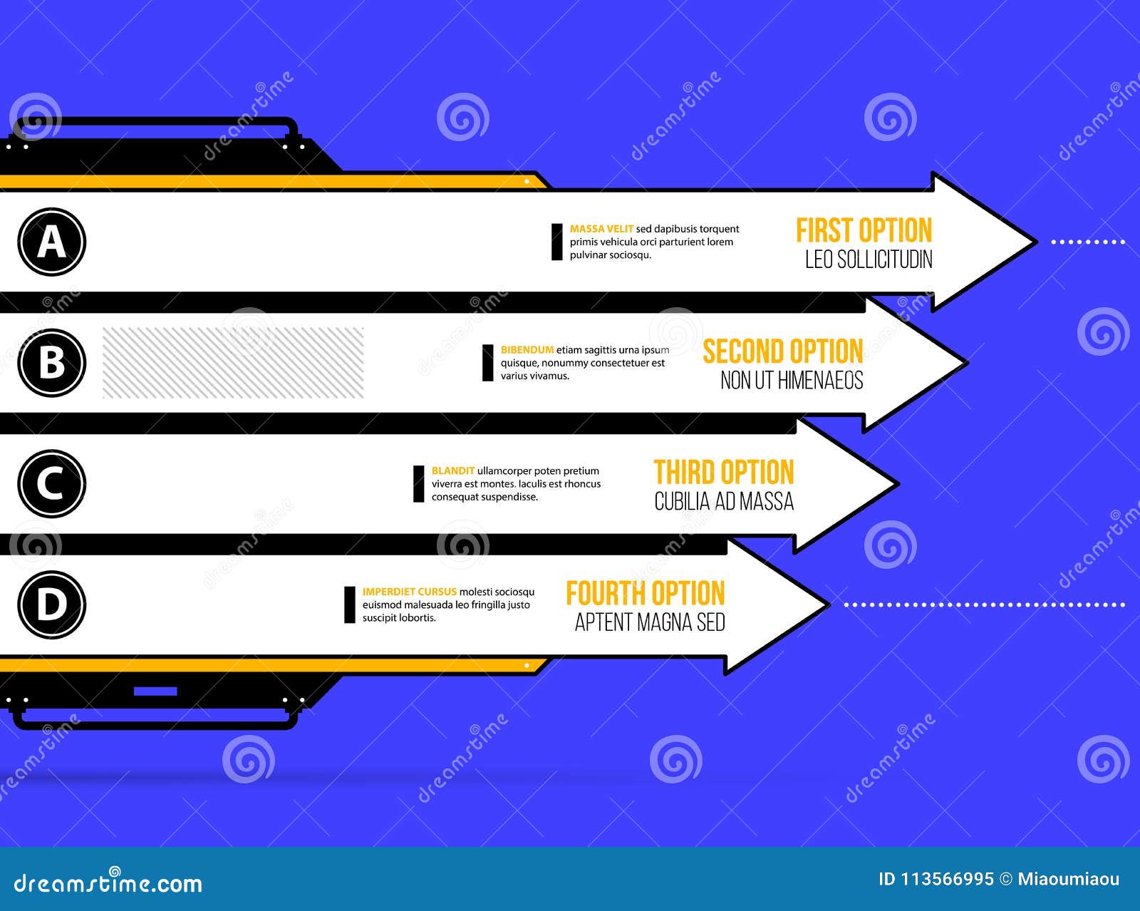 Vector Chart. Four Horizontal Arrows with Options in Geometric ...