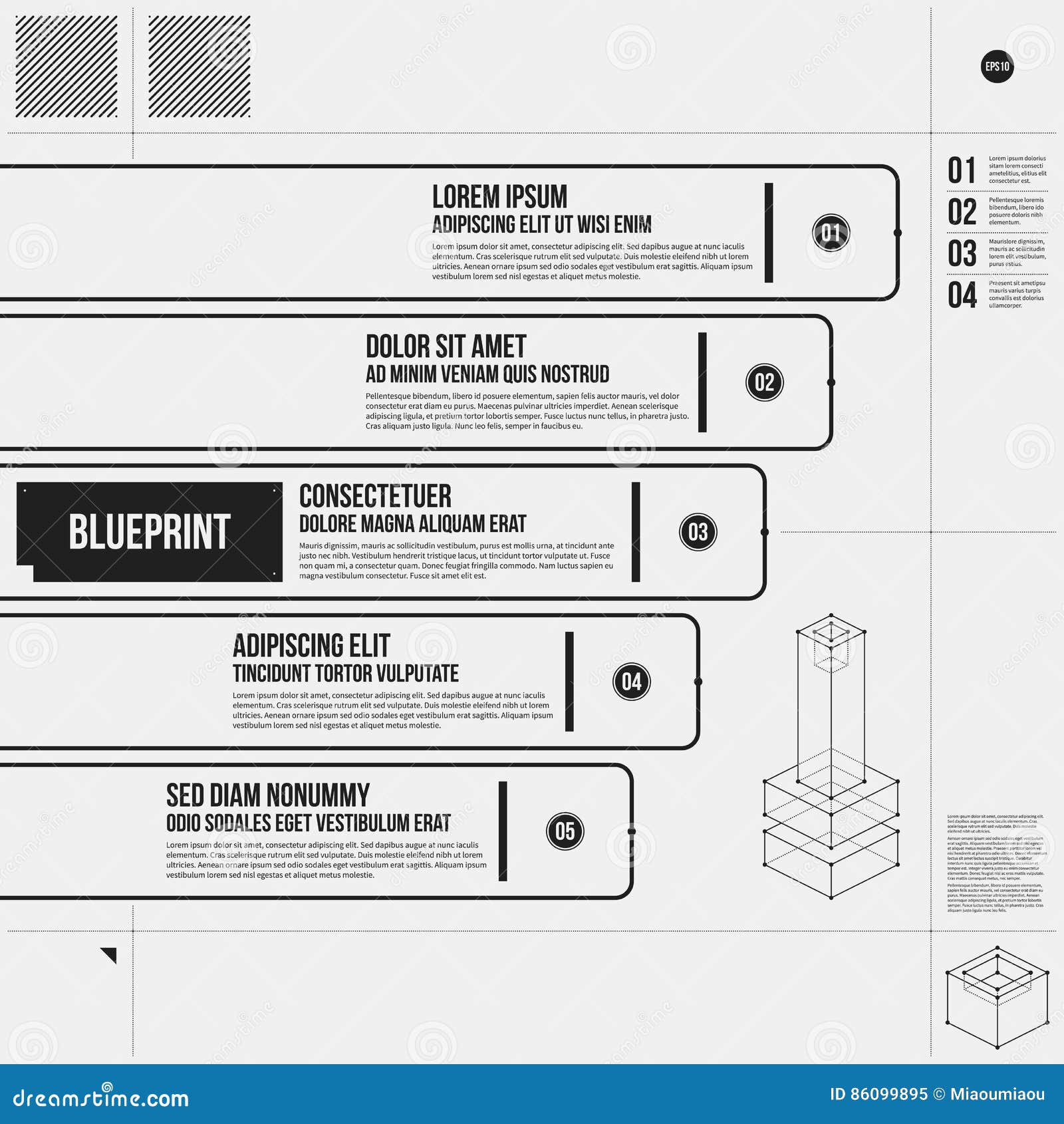 Vector Chart Template with Five Stages in Draft Style Stock Vector ...