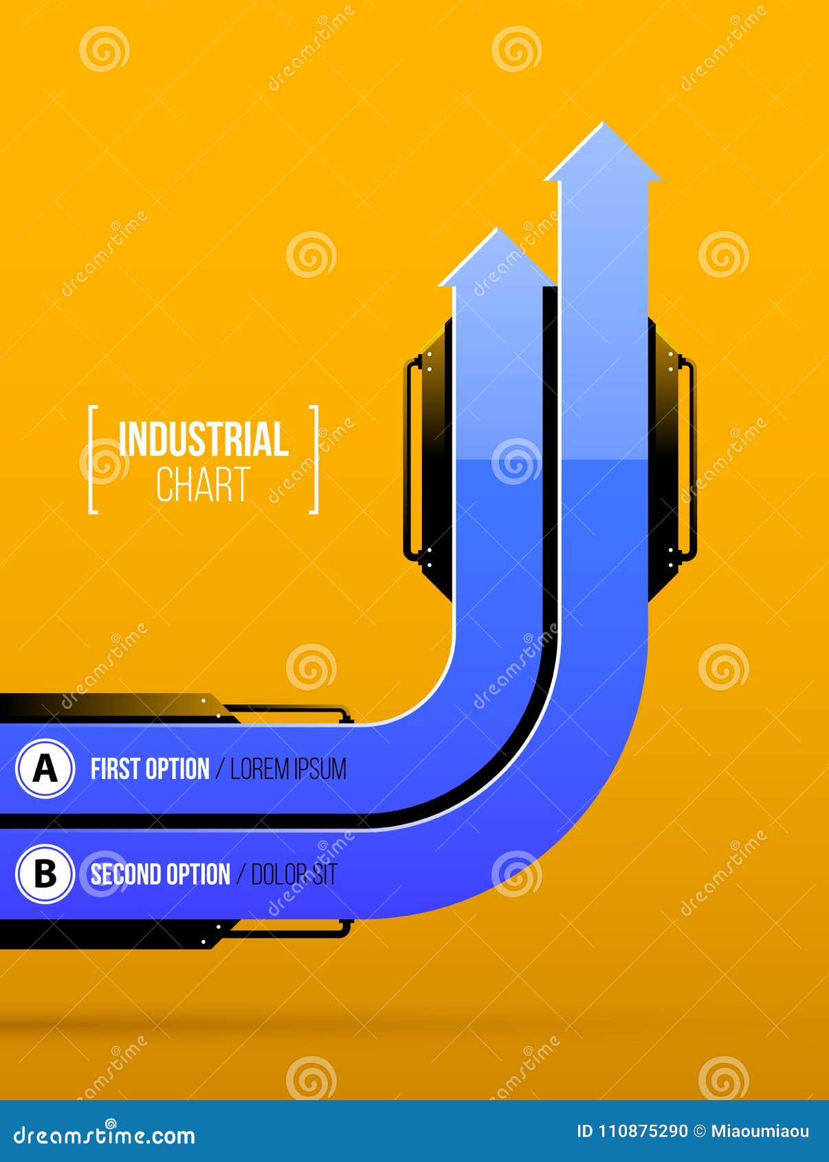 Vector Chart Template with Two Round Arrows in Hi-tech Industrial Style ...