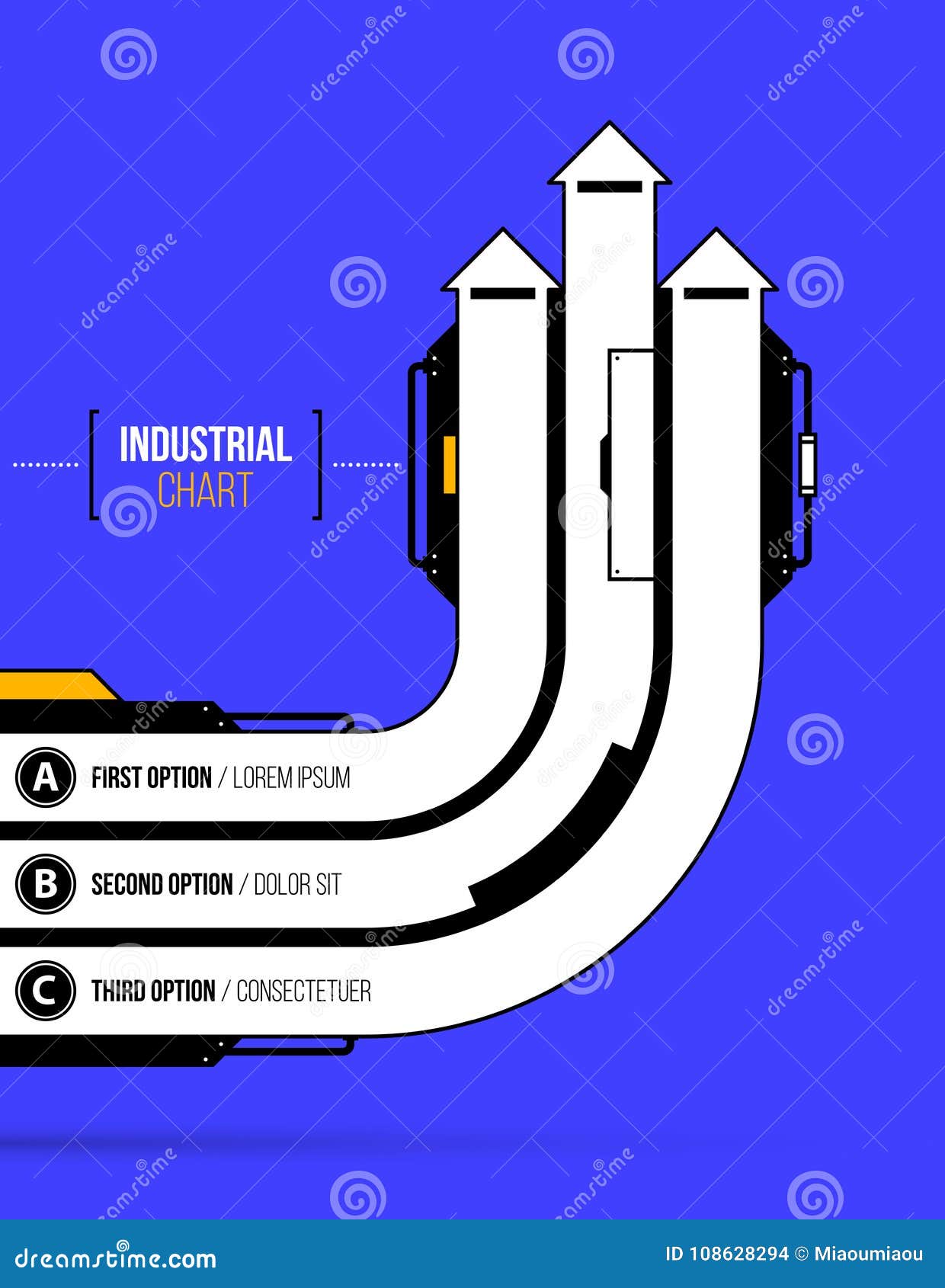 Vector Chart. Three Directional Round Arrows in Geometric Industrial ...