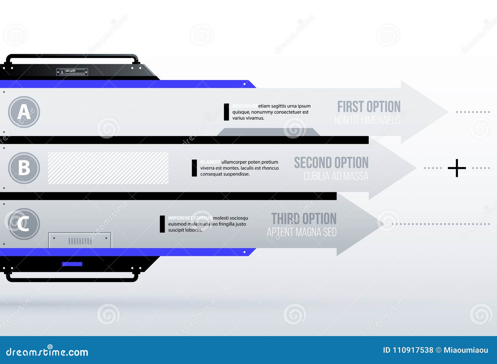 Vector Chart. Three Futuristic Arrows/options in Clean Hi-tech/techno ...