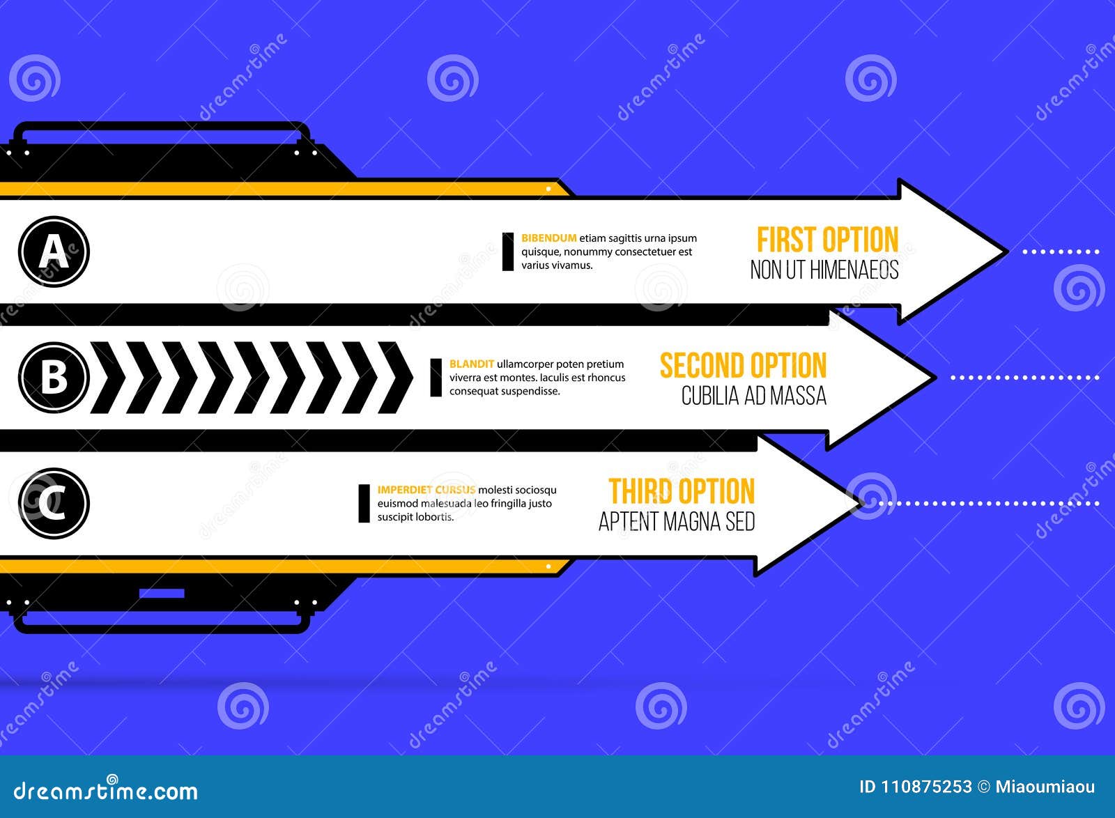 Vector Chart. Three Horizontal Arrows with Options in Geometric ...