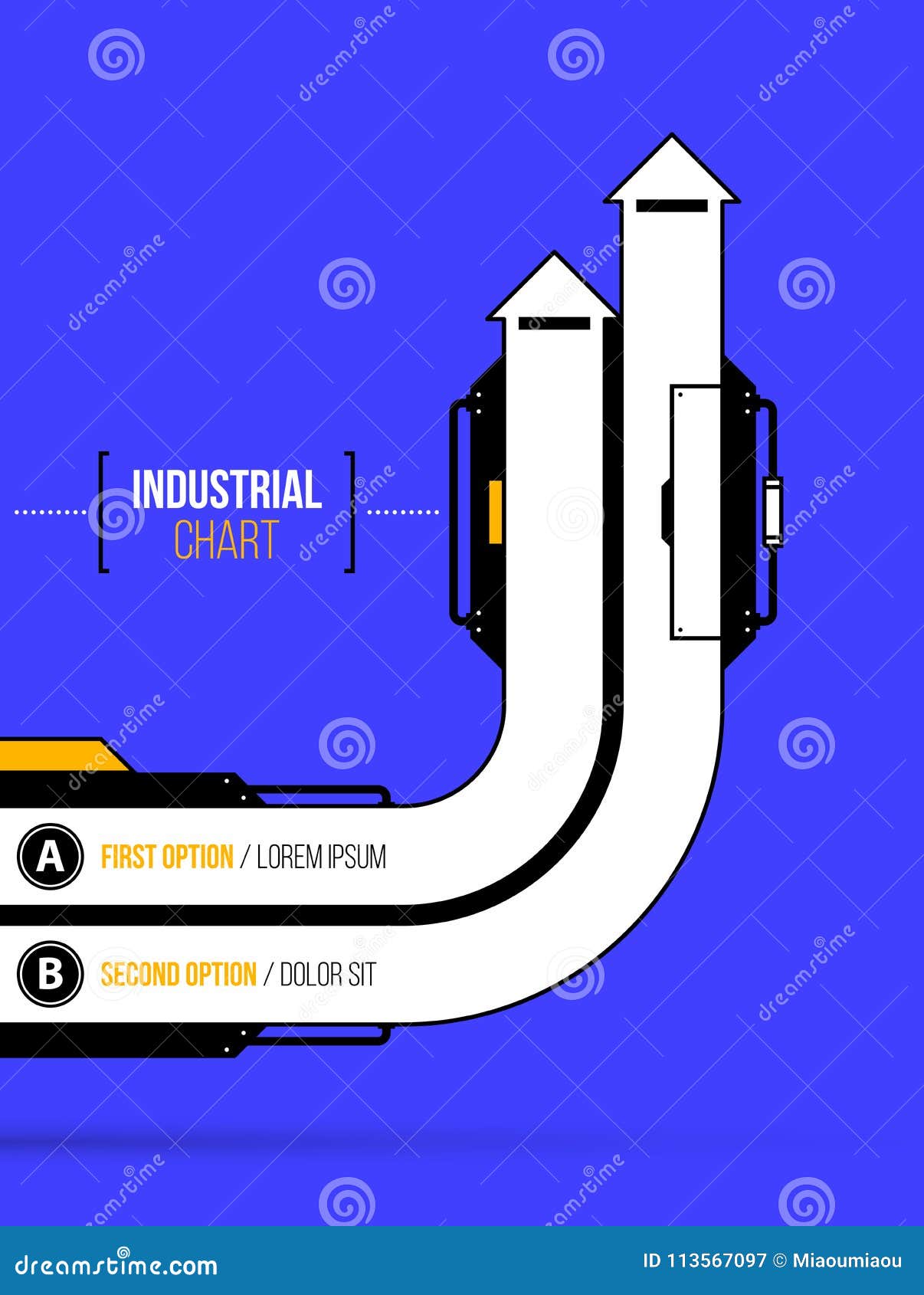 Vector Chart. Two Directional Round Arrows in Geometric Industrial ...
