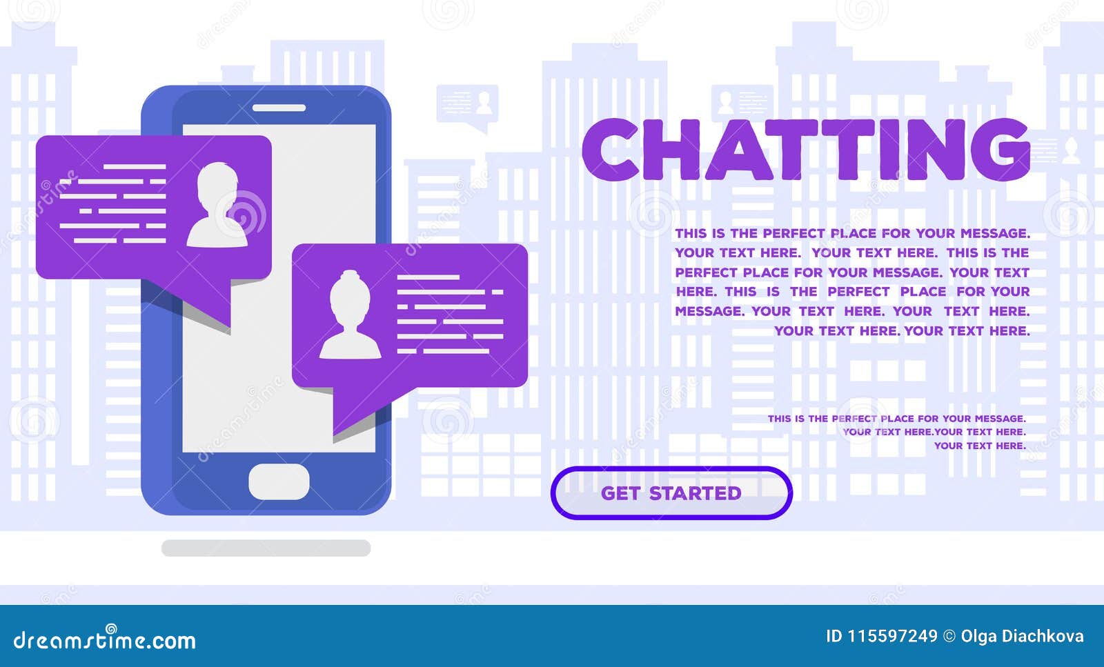 Vector Chatting Concept Web Page Isometric Style Trendy Color for Chat ...