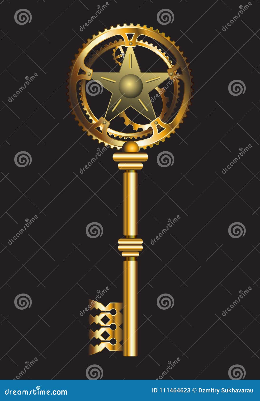 Vector a Chave Dourada Antiga Em Um Fundo Do Blac Ilustração Stock ...