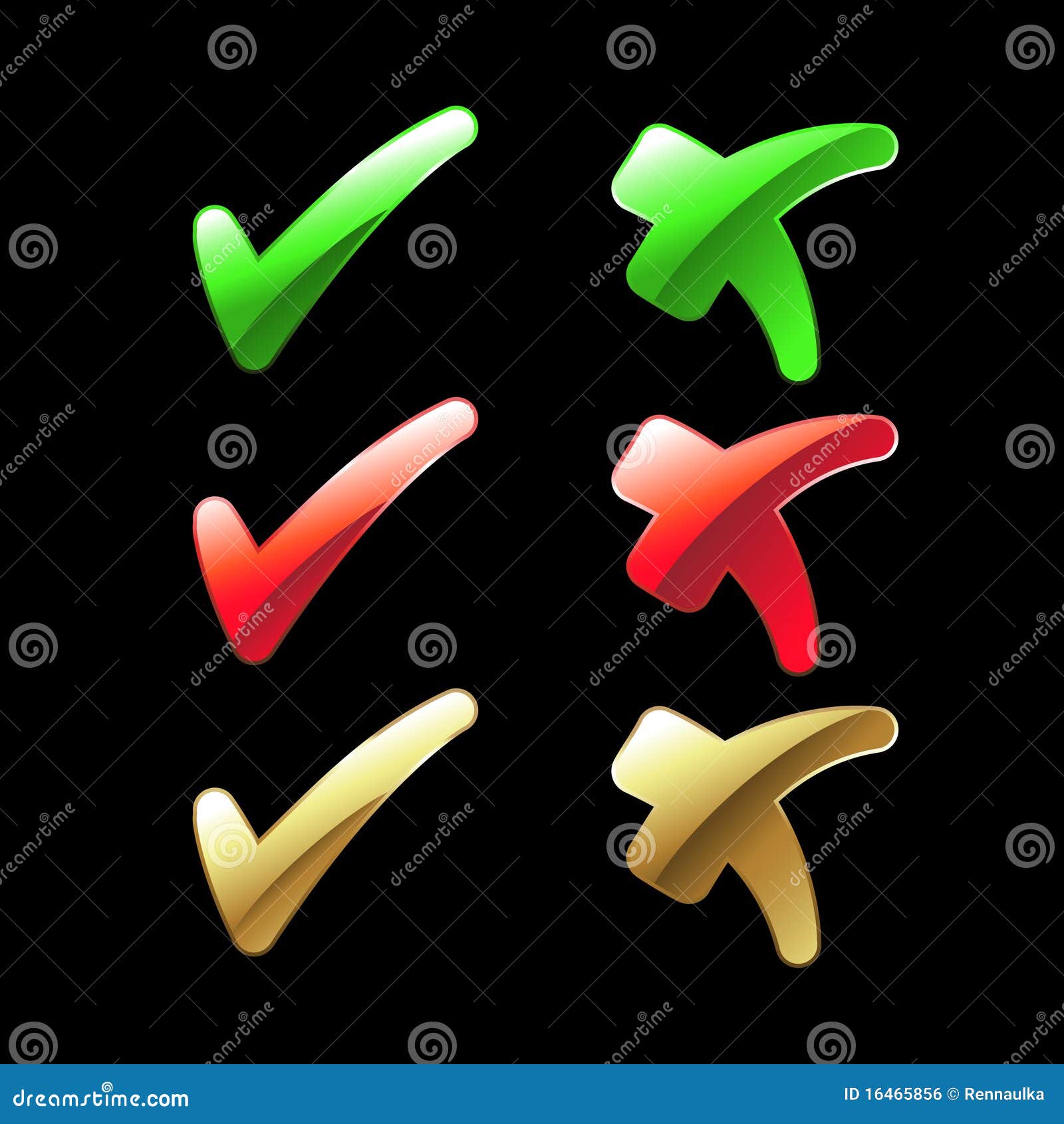 Vector check mark buttons stock vector. Illustration of exam - 16465856