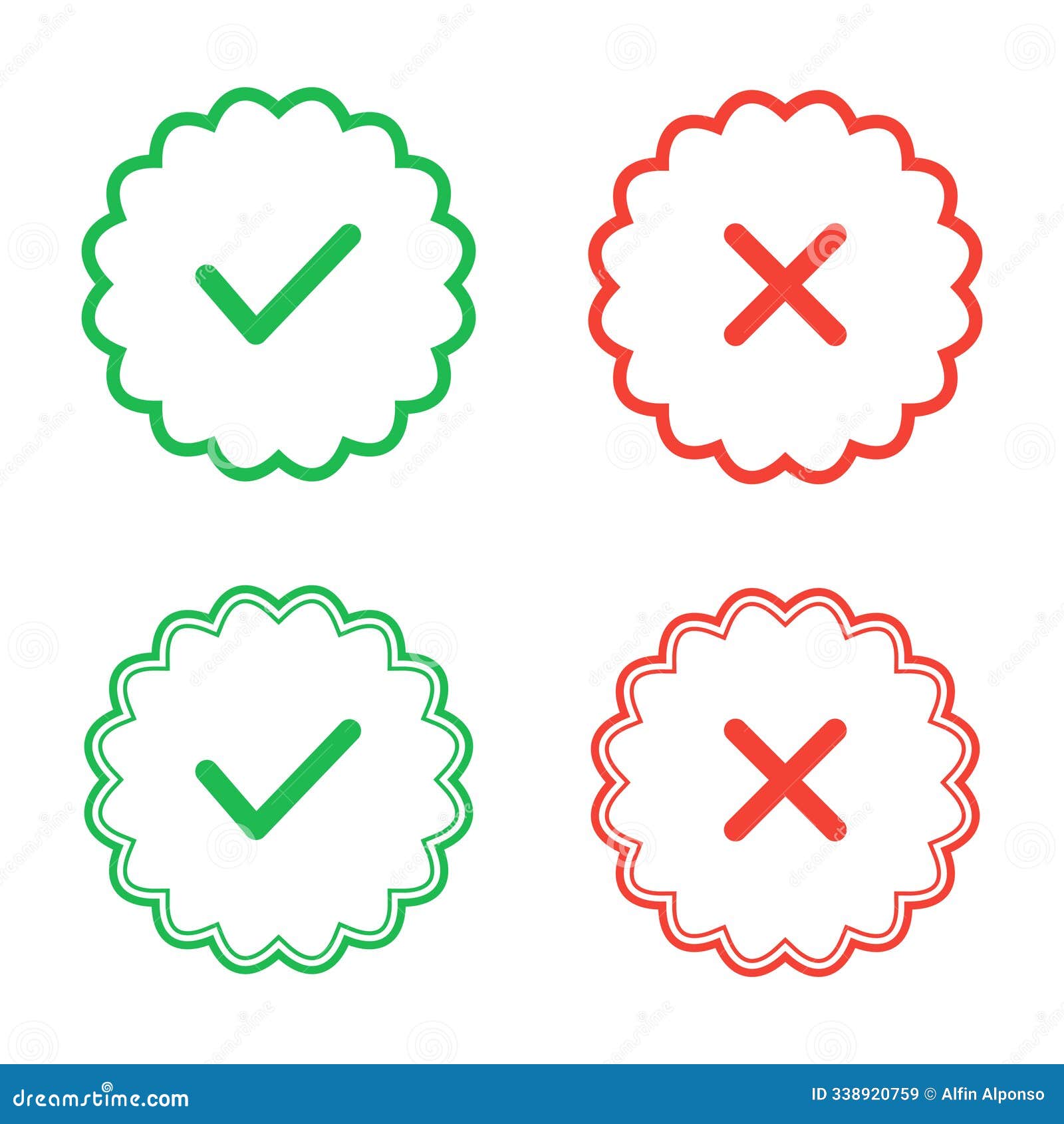 Vector Check Mark and Cross Mark in Shapes Stock Vector - Illustration ...