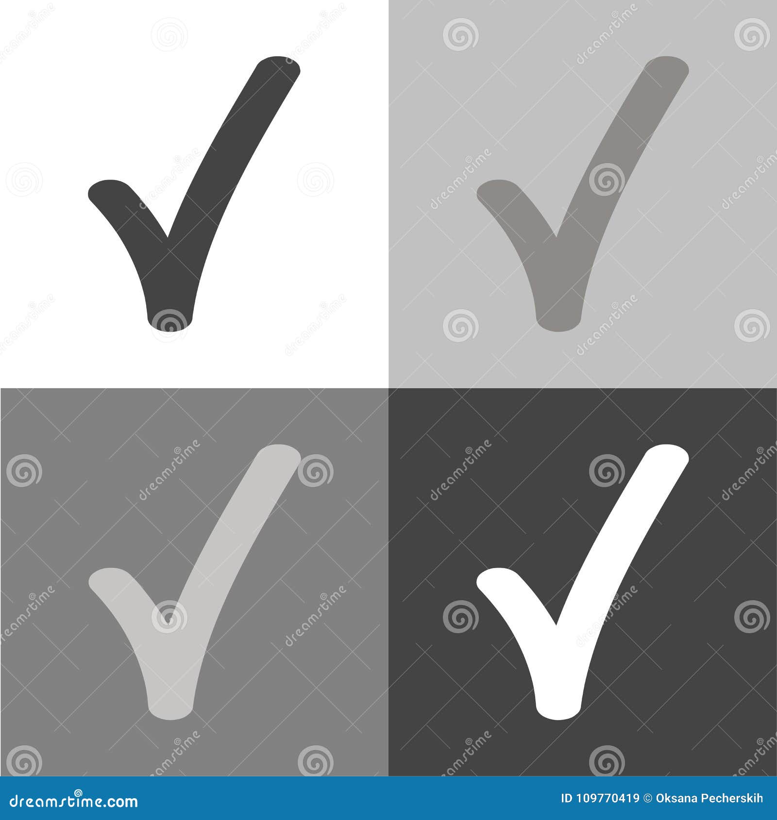 Vector Check Mark White Icon on White-grey-black Color Stock Vector ...